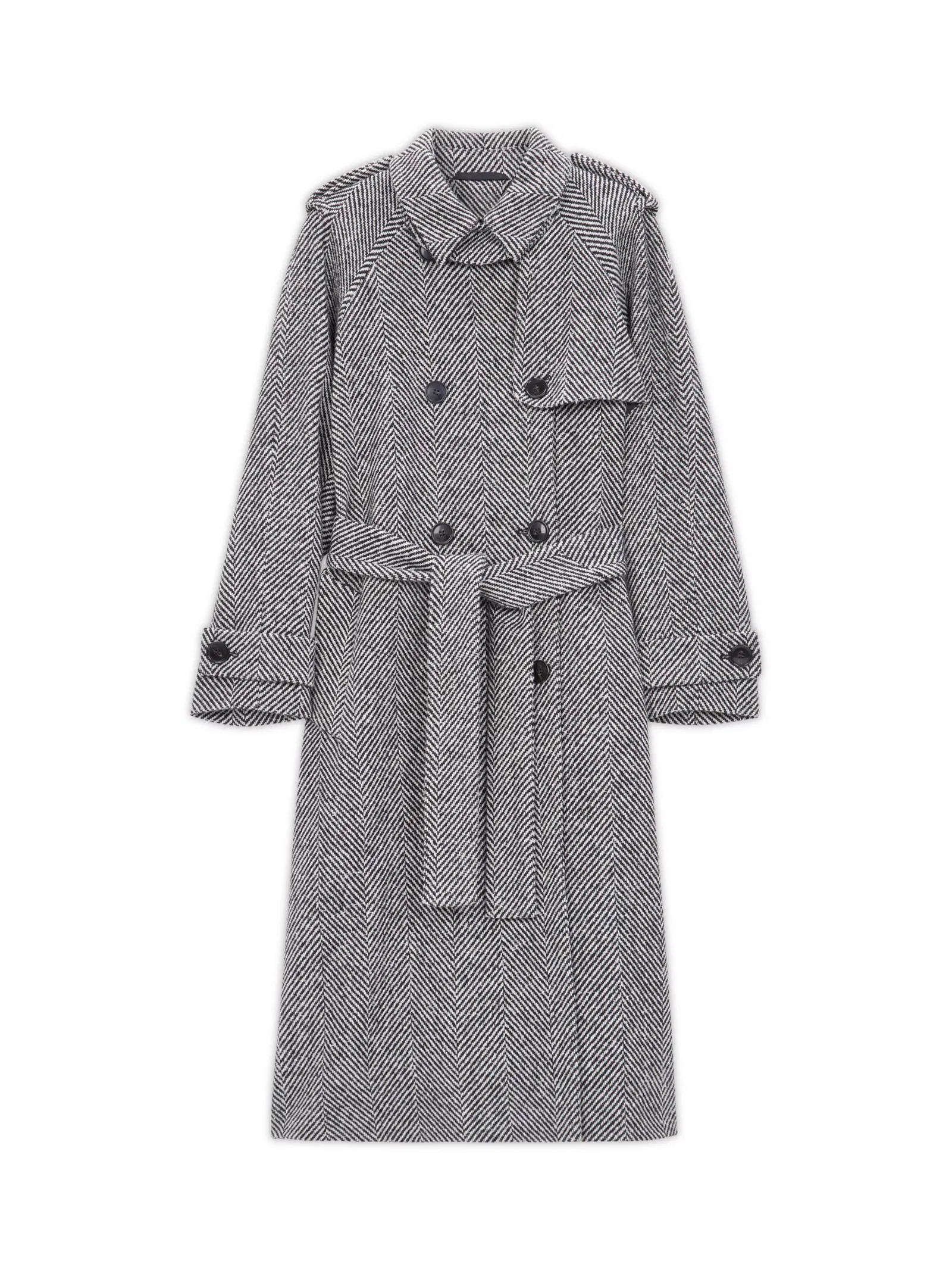 ALBARAY Herringbone Long Coat in Black | endource