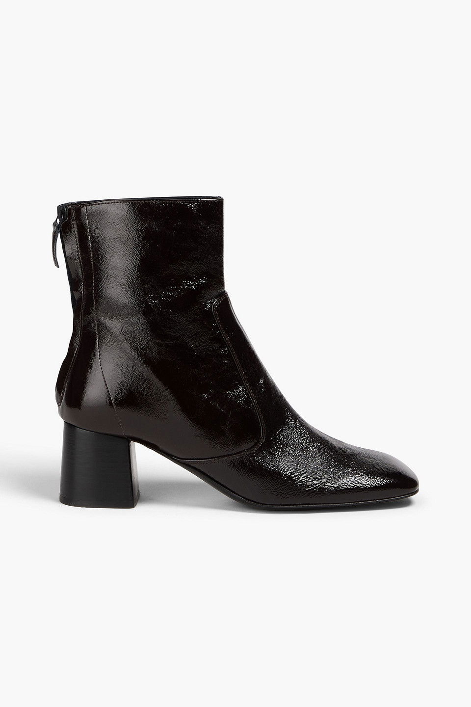 SANDRO Glossed-Leather Ankle Boots in Brown | endource