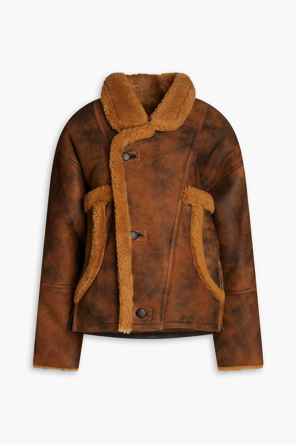 SANDRO Weber Shearling Jacket in Brown | Endource