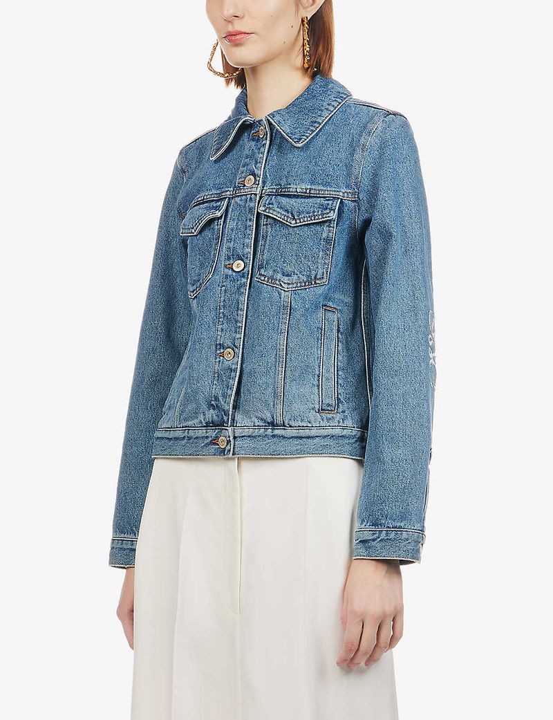 LOEWE Anagram Logo-Patch Denim Jacket in MID BLUE DENIM | Endource