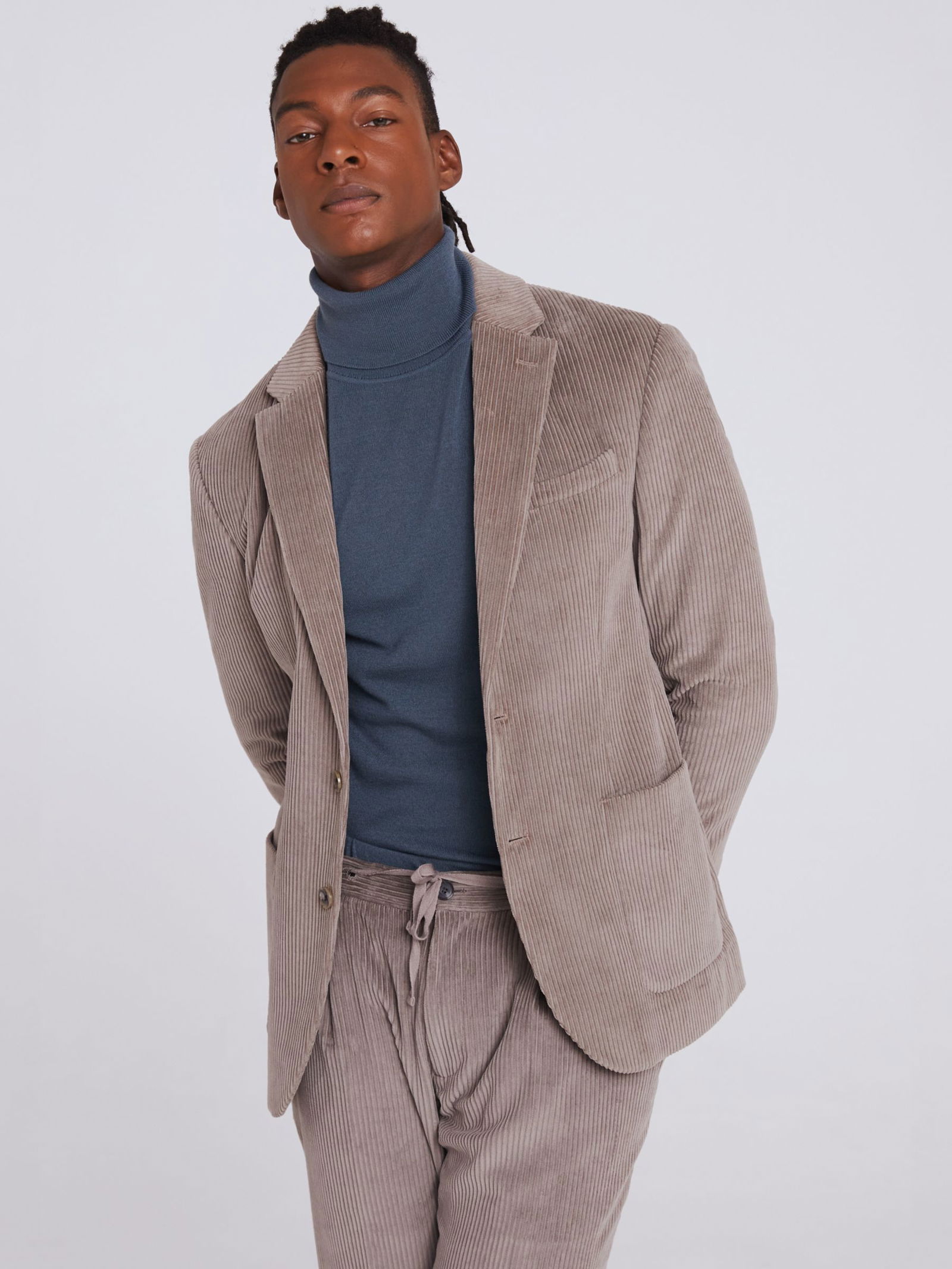 MOSS Slim Fit Cord Suit Jacket in Neutrals | Endource