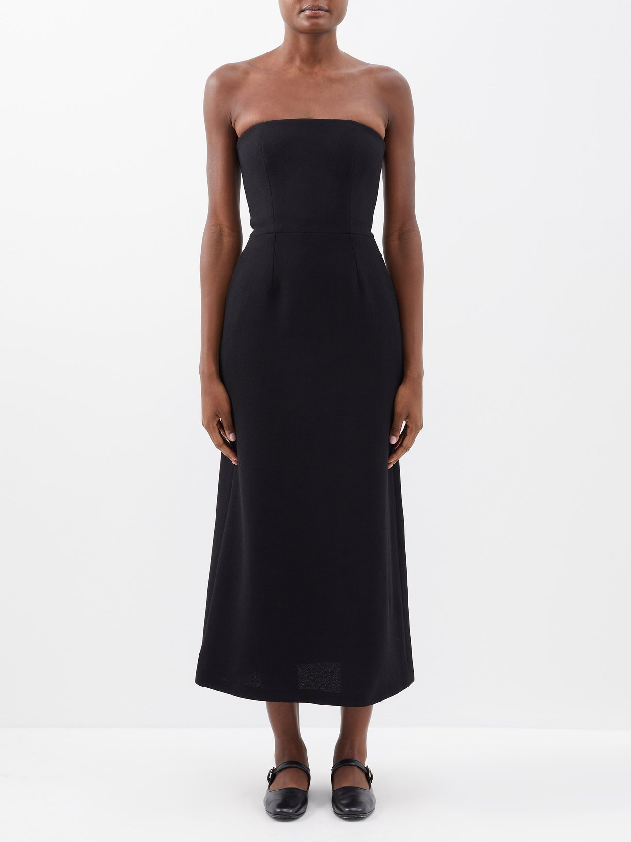 RAEY Organic-Wool Bandeau Dress in Black | endource