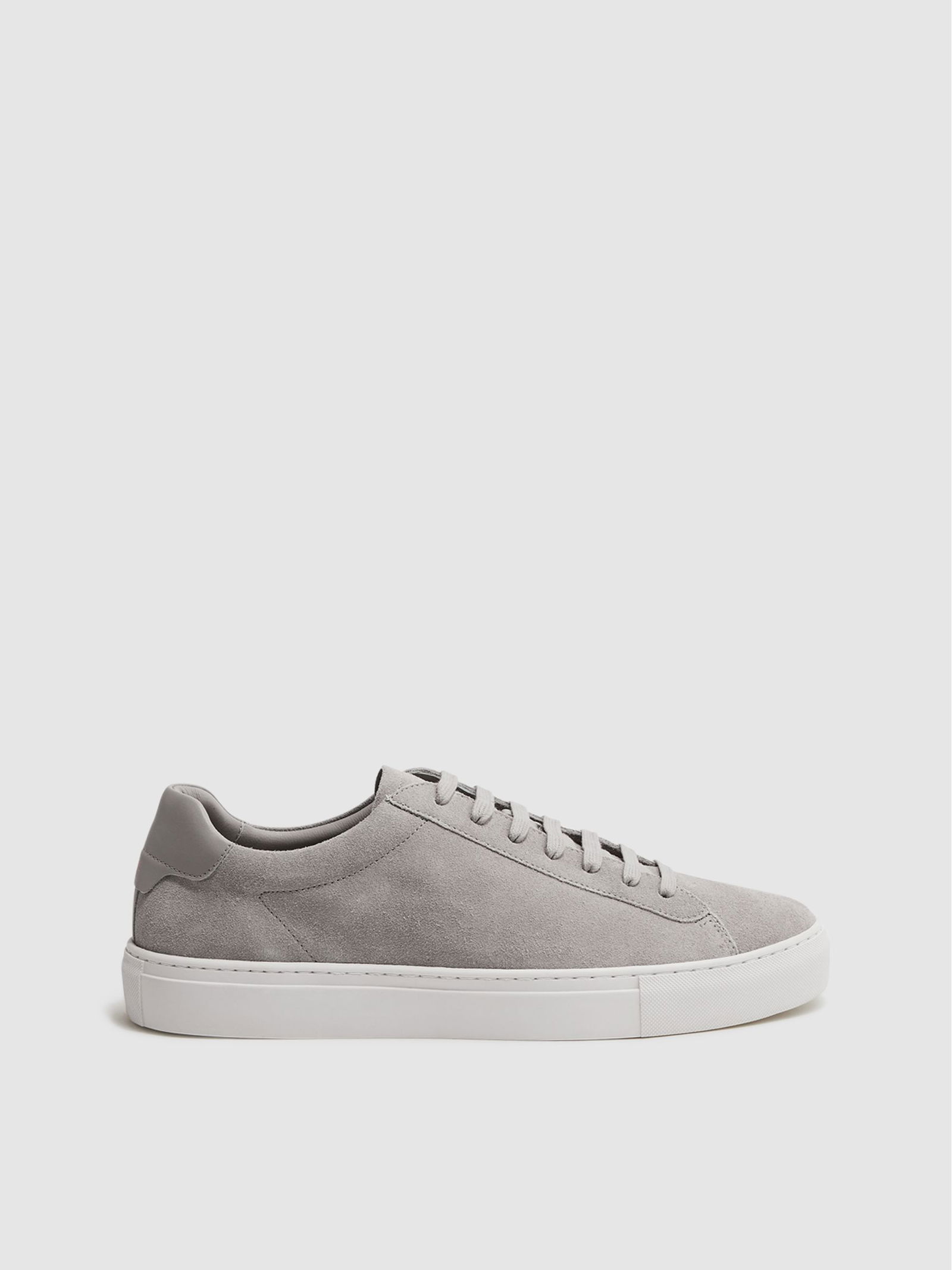 REISS Finley Suede Trainers in Light Grey | endource