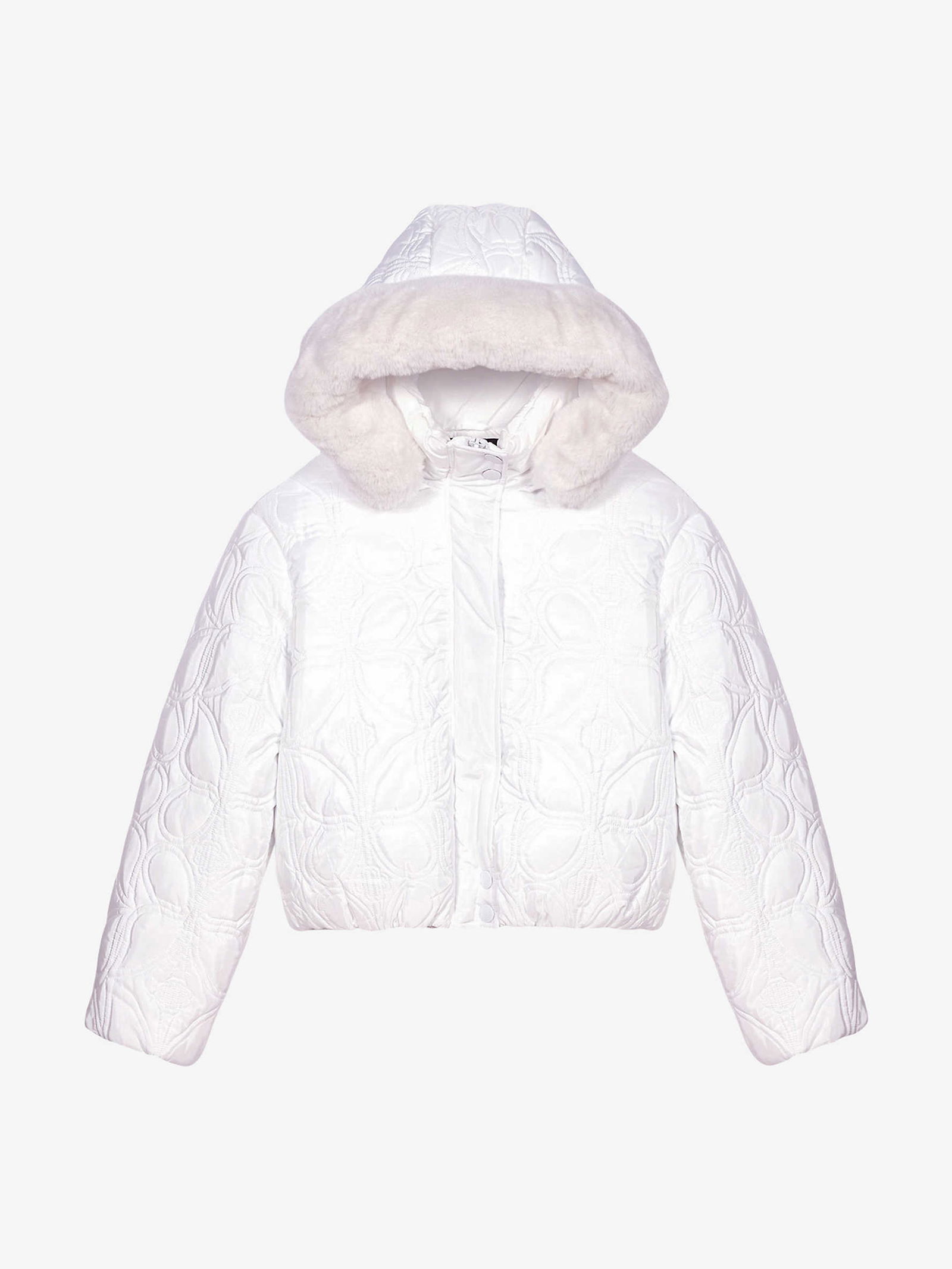 MAJE Logo-Embroidered Quilted Shell Coat in BLANC | Endource