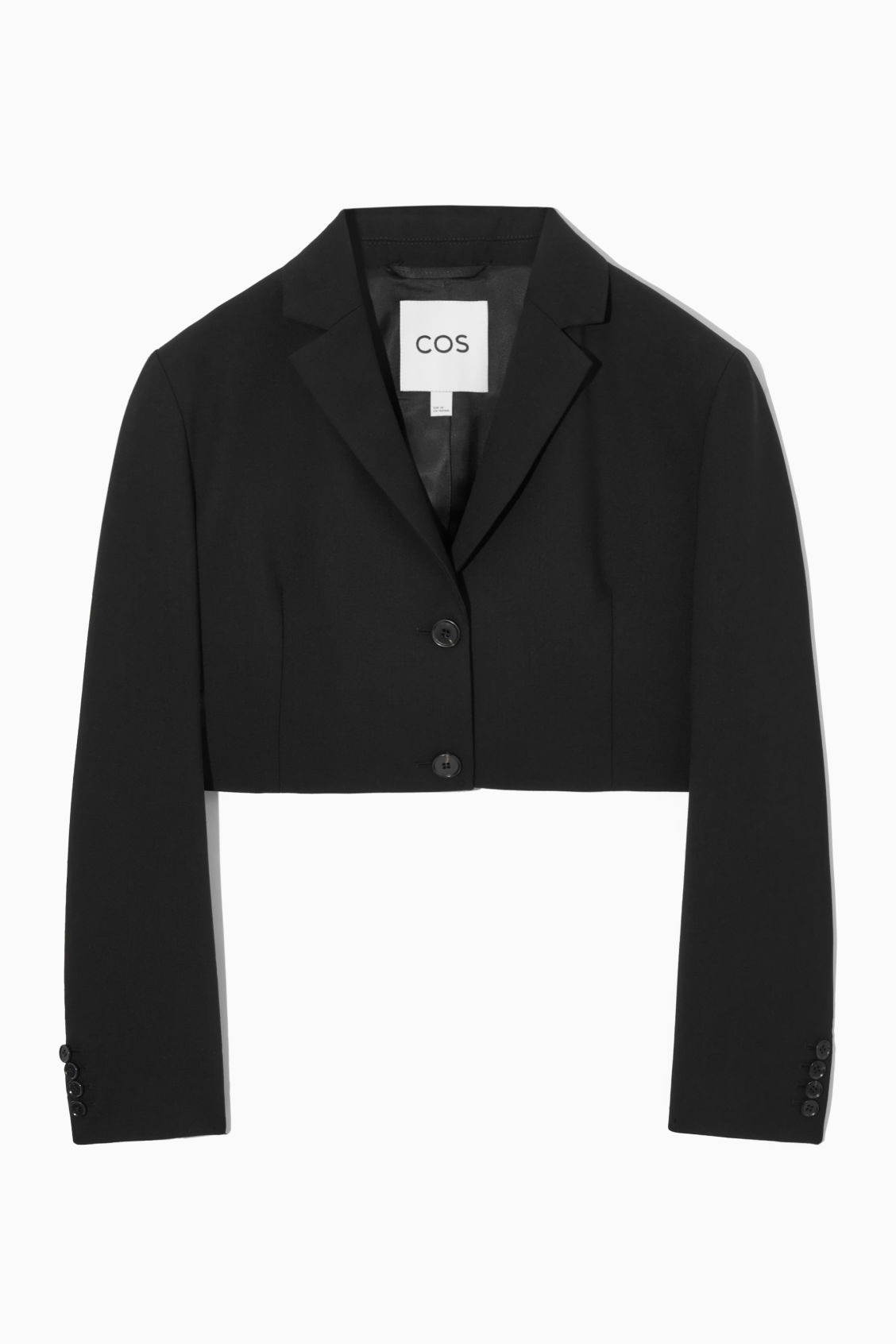 COS Cropped Wool Blazer in BLACK | Endource