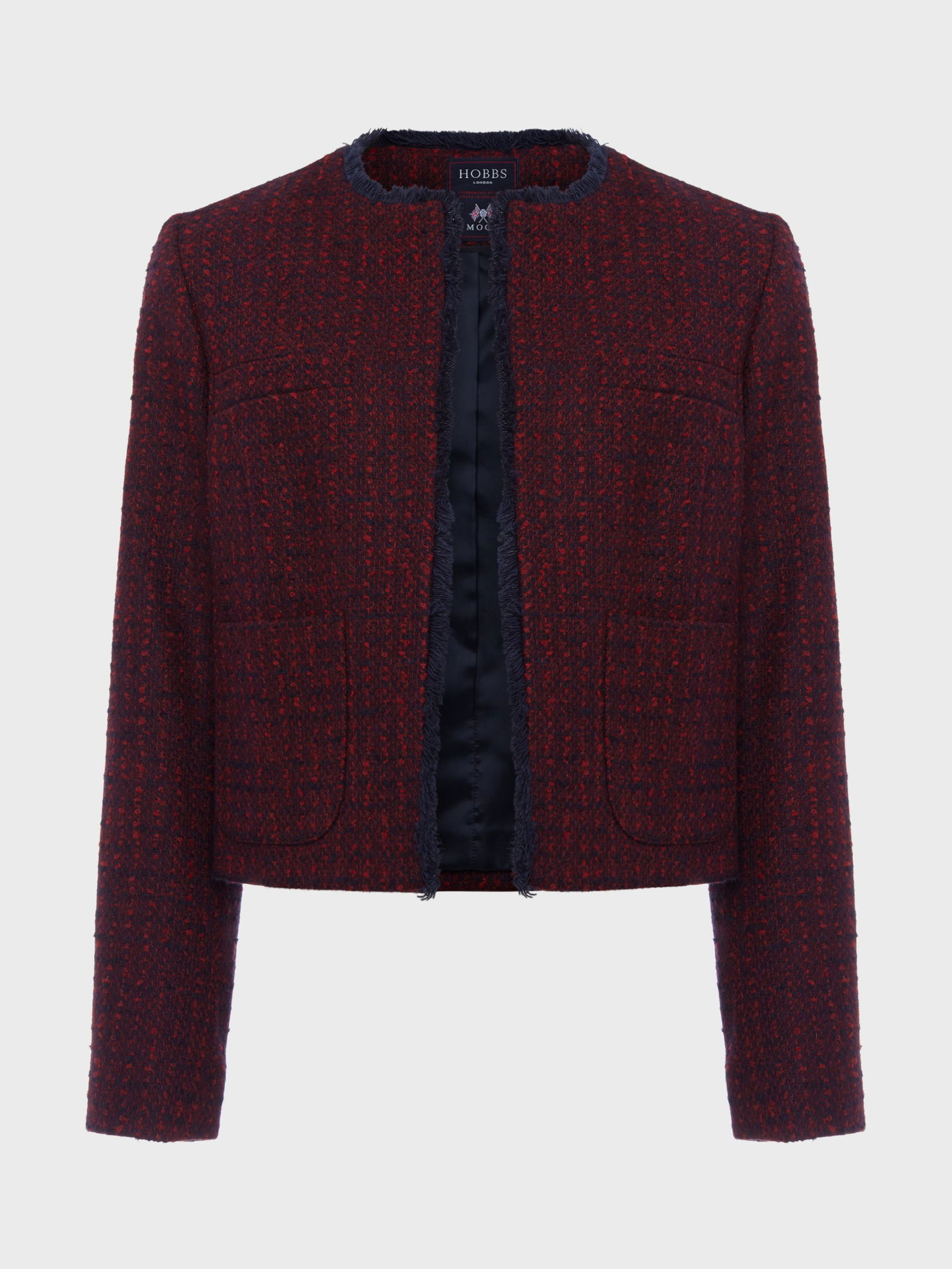 HOBBS Meera Boucle Jacket in Red/Navy | endource