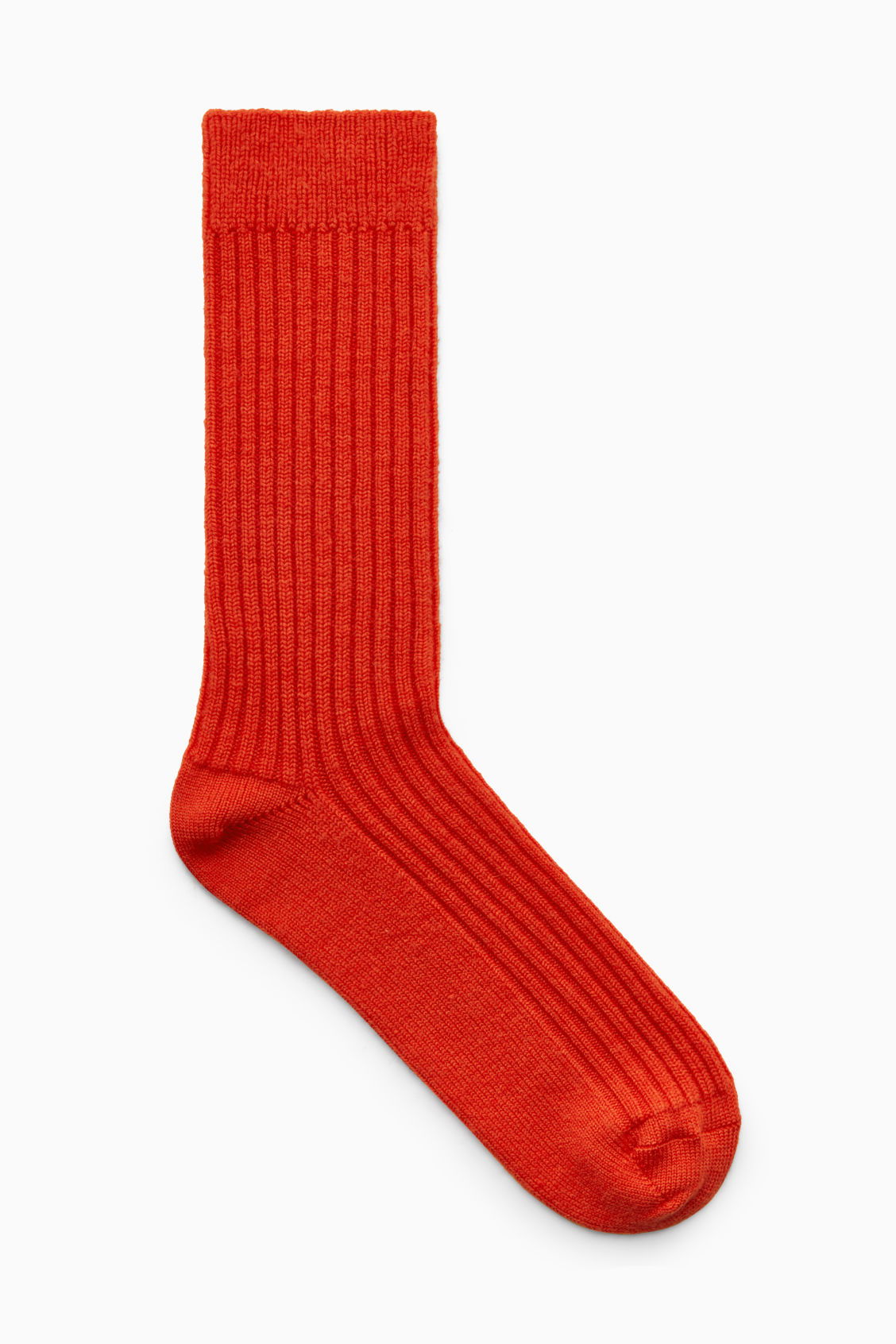COS Heavyweight Ribbed Wool Socks in ORANGE | endource