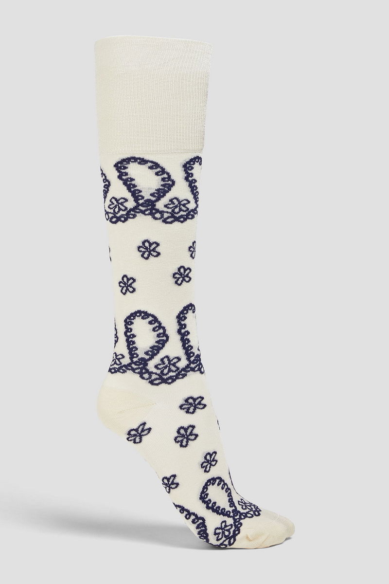 SIMONE ROCHA Jacquard-Knit Socks in White | endource
