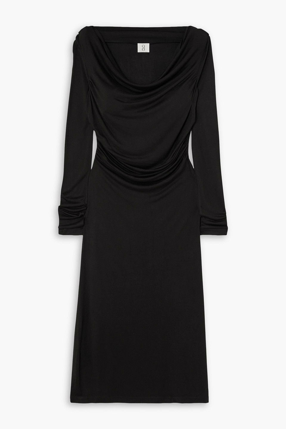 NINETY PERCENT Inver Draped Stretch-Micro Midi Dress in Black | endource