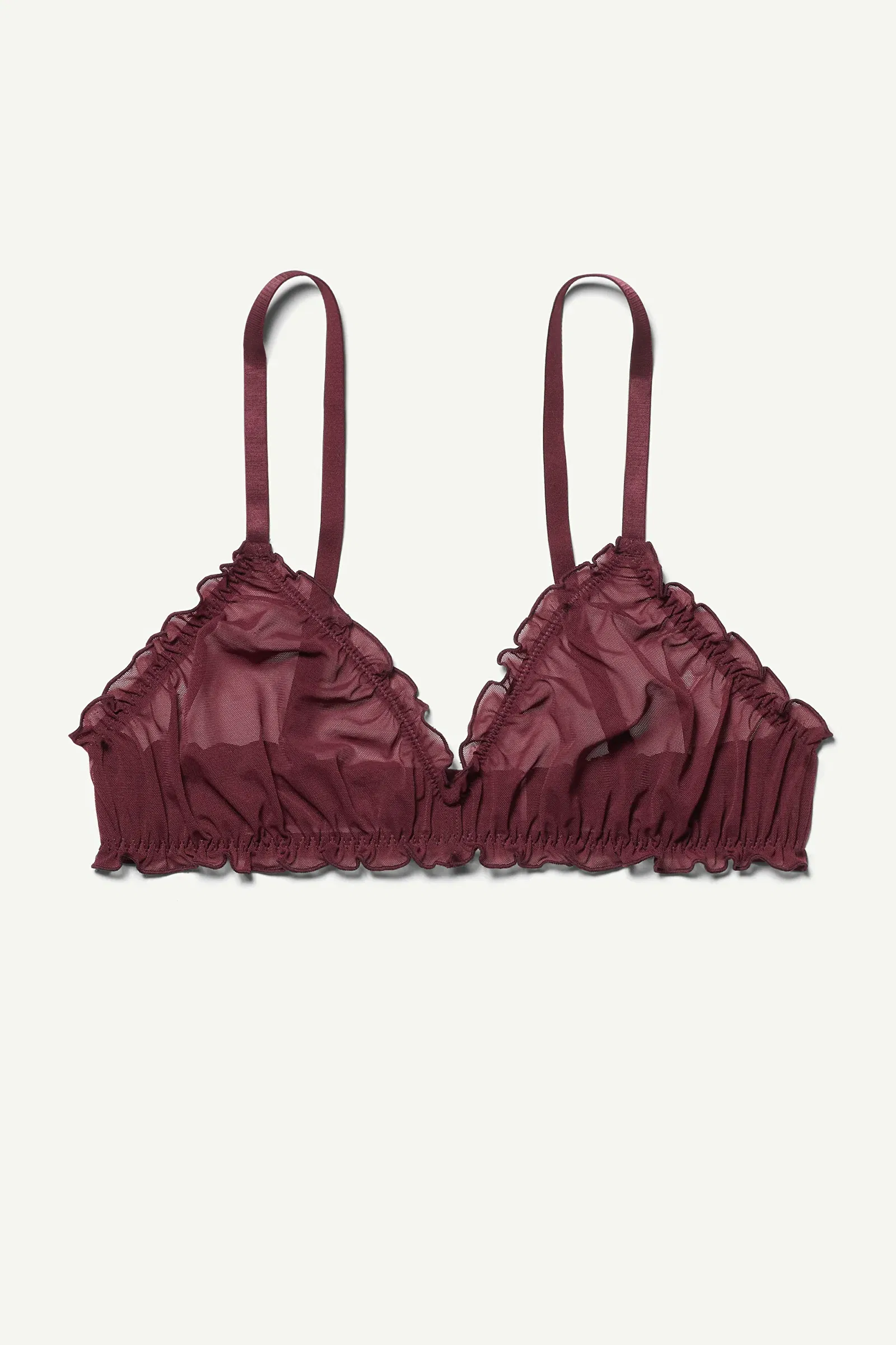 WEEKDAY Carla Mesh Soft Bra in Burgundy | endource