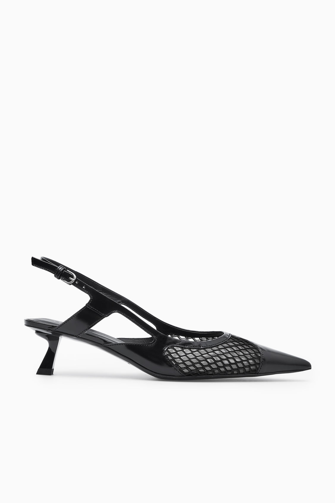 COS Pointed Mesh Slingback Kitten Heels in BLACK | endource
