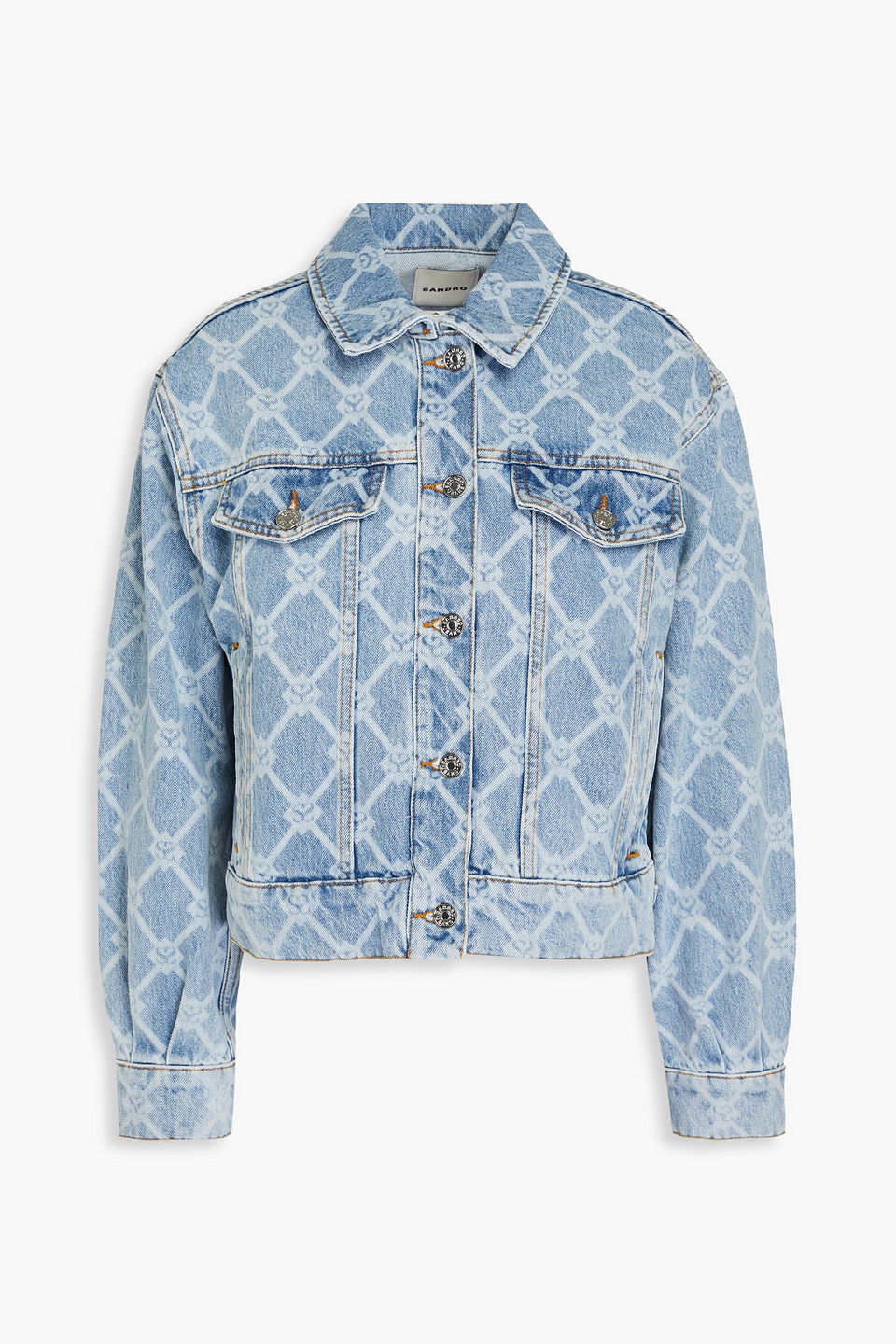 SANDRO Printed Denim Jacket in Blue | Endource