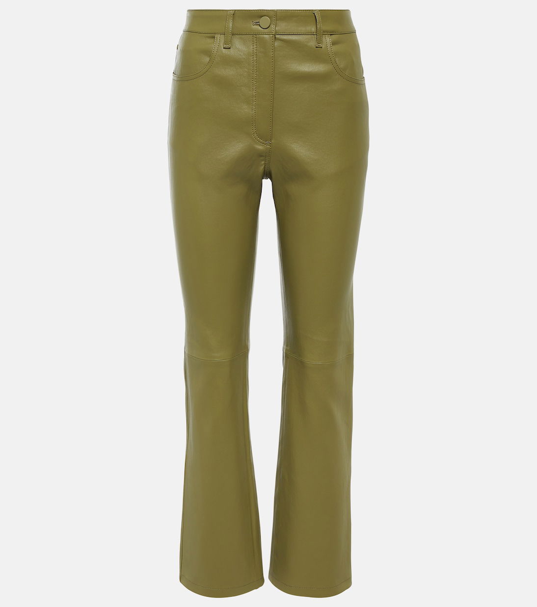 JOSEPH Stretch Duke Leather Straight Pants in Green | endource