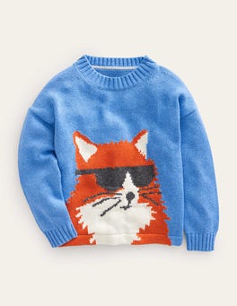 BODEN Dude Animal Jumper in Blue | endource