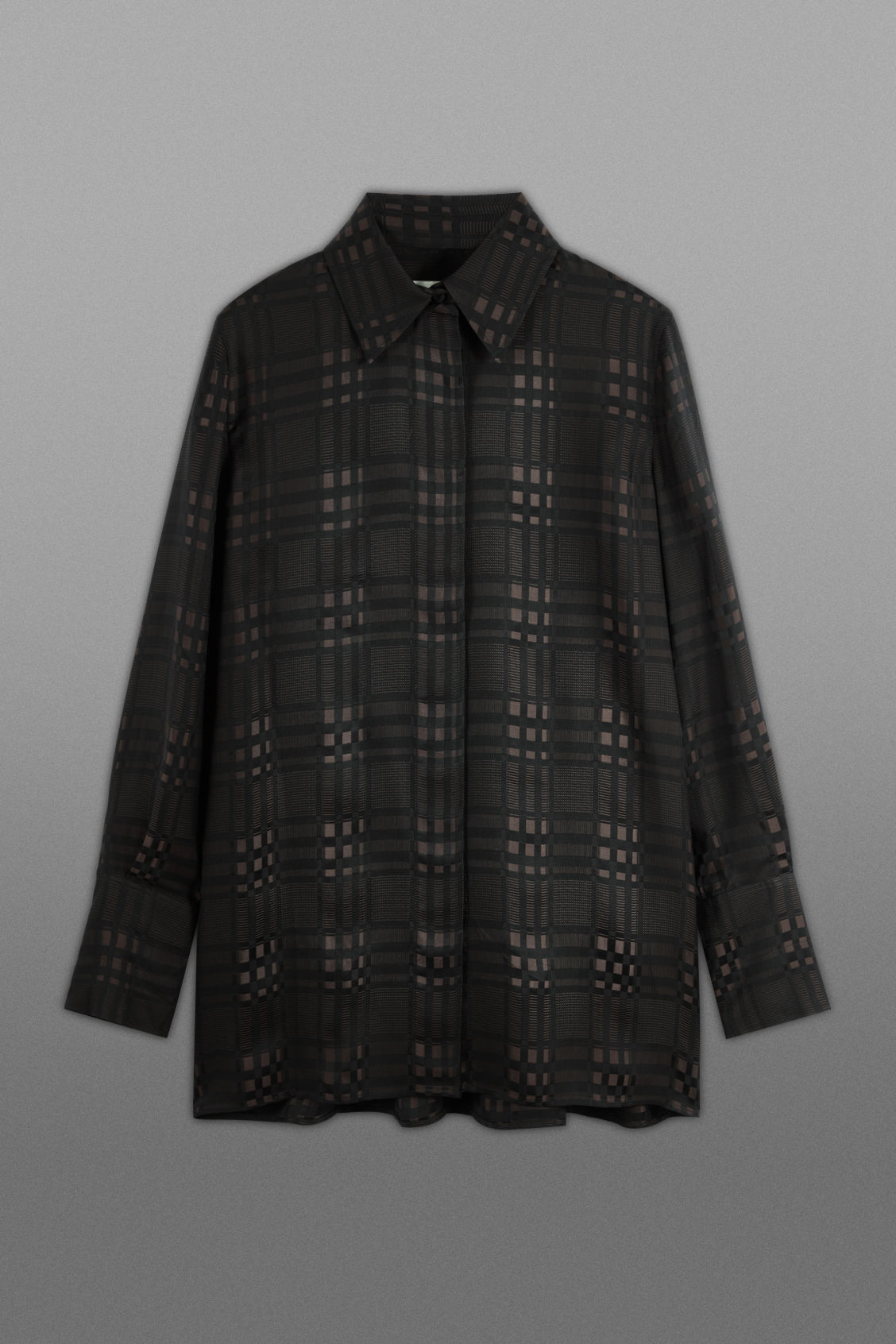 COS The Checked Satin Shirt in BROWN / BLACK / CHECKED | endource