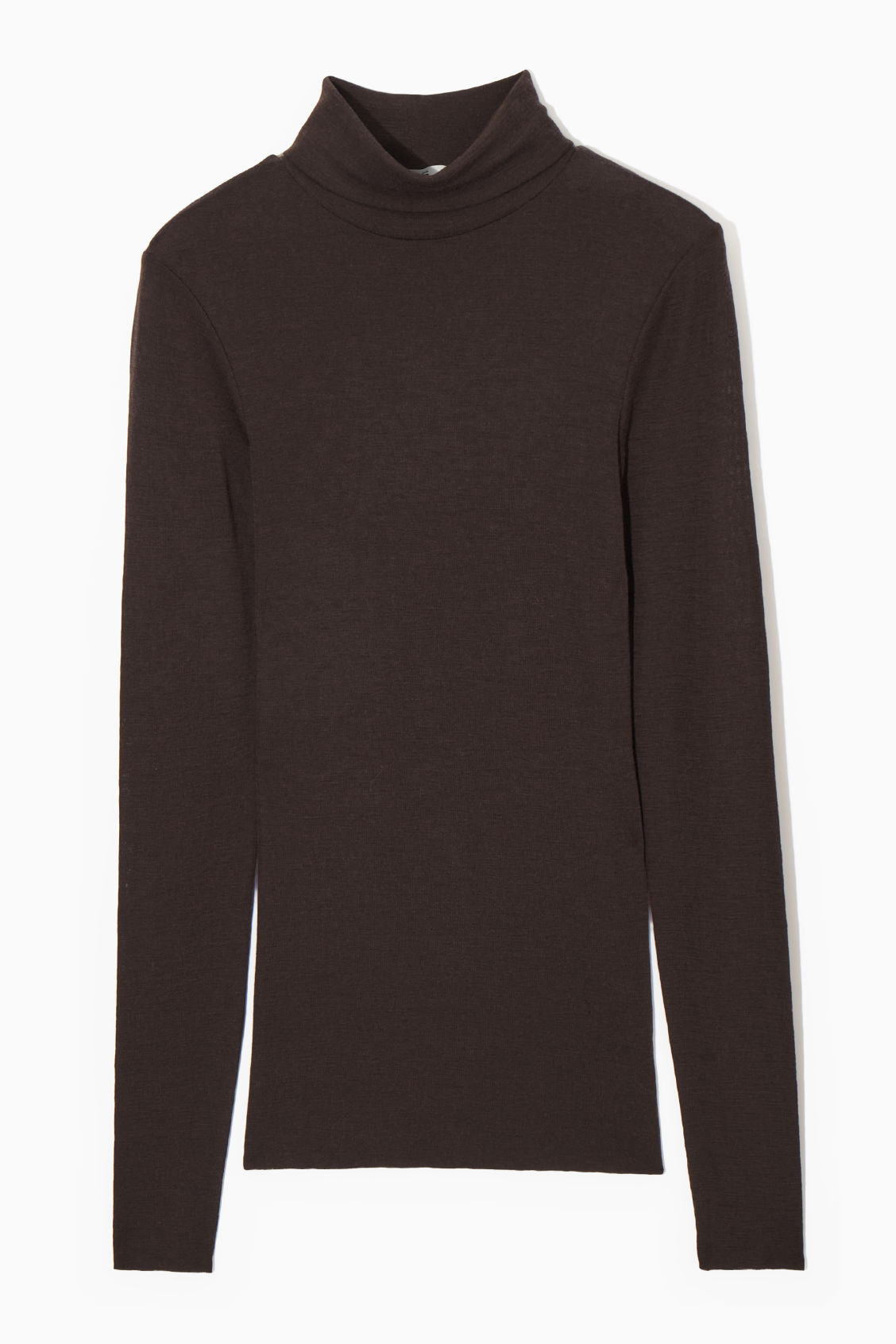 COS Merino Wool Turtleneck Top in DARK BROWN | endource