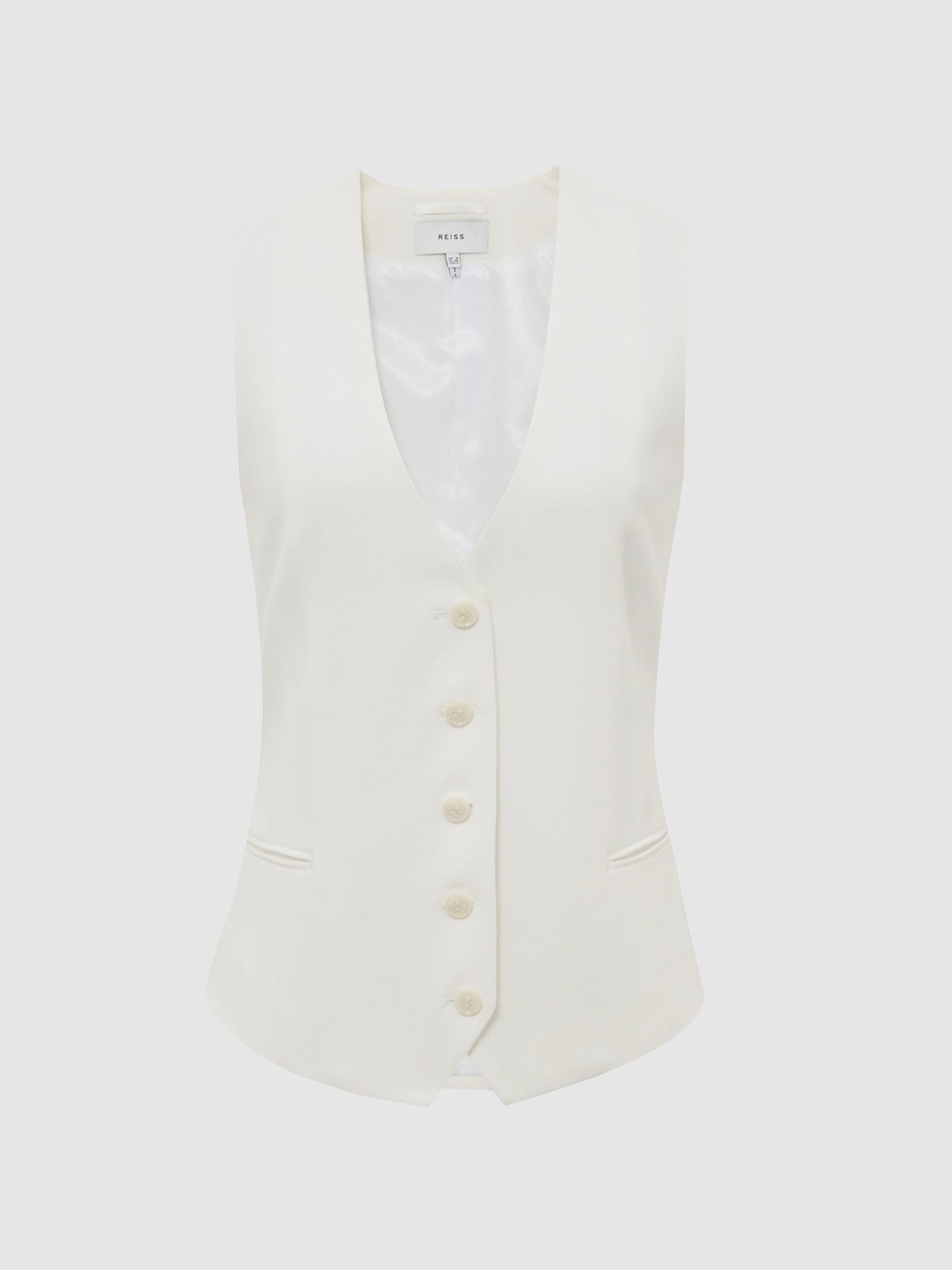 REISS Tatum Tailored Waistcoat in White | endource