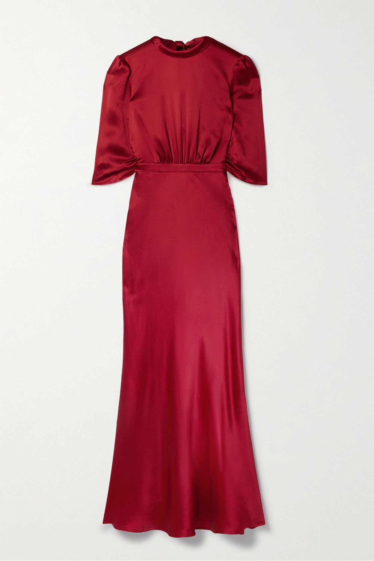 SALONI Adele hammered silk-satin maxi dress in Burgundy | Endource