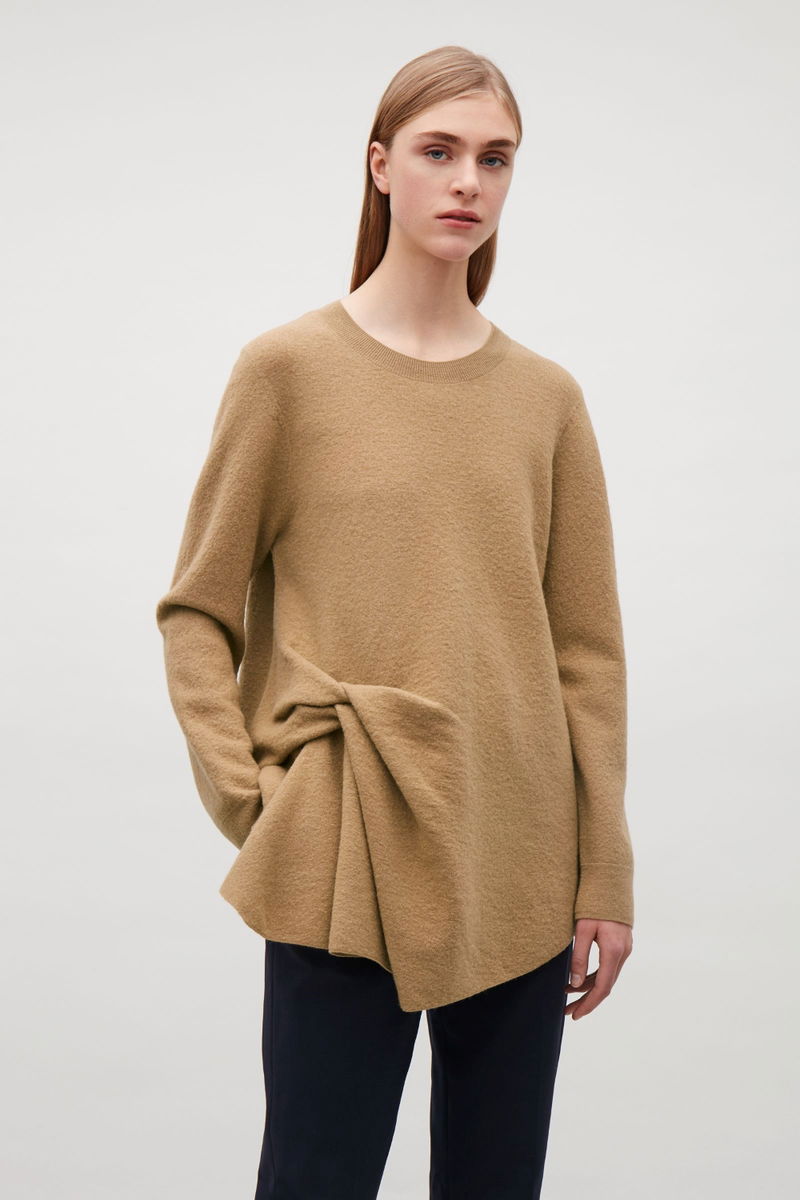 COS Drape-front Merino Jumper | endource