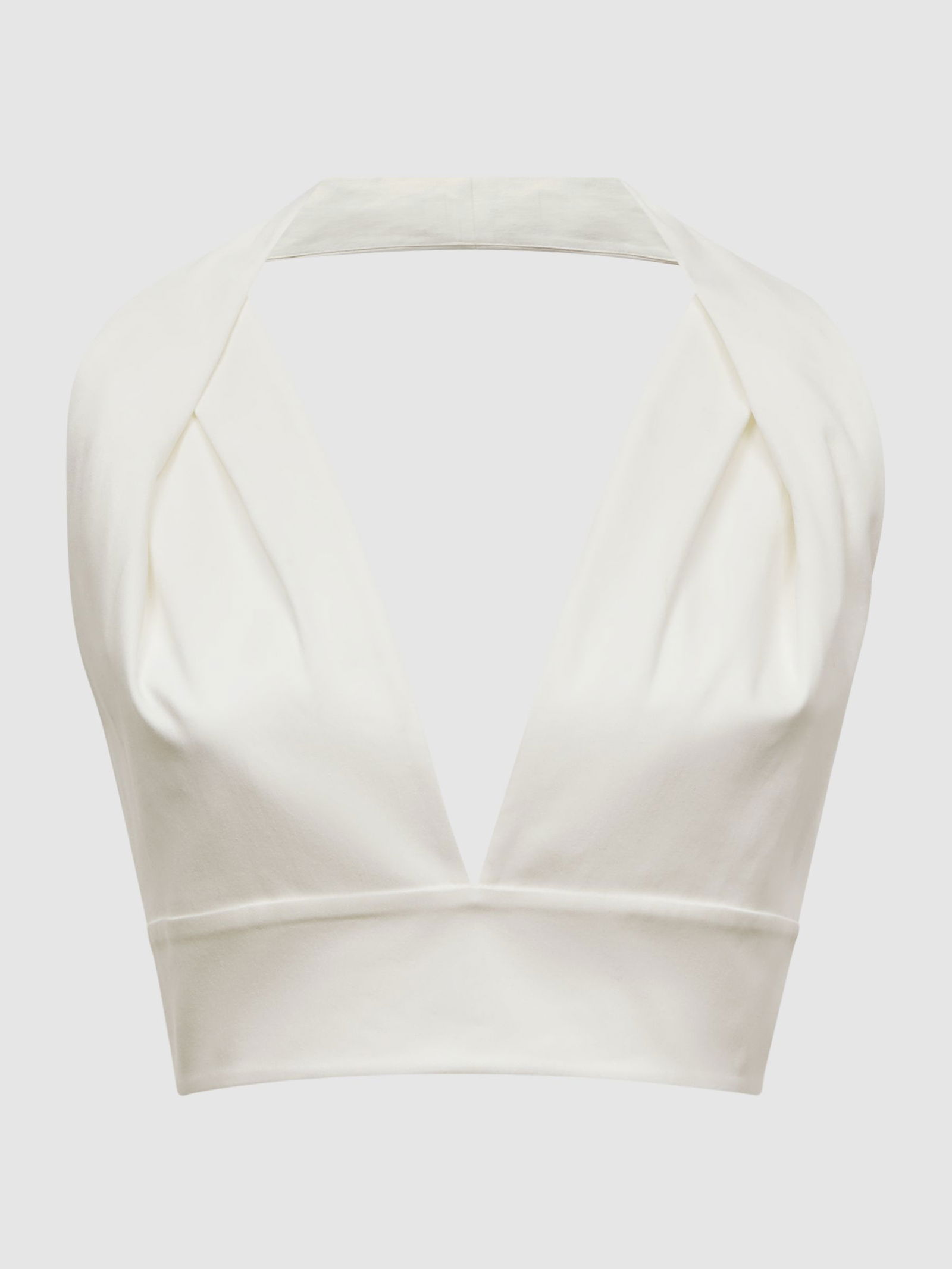REISS Rebecca Cropped Open Back Top in White | endource