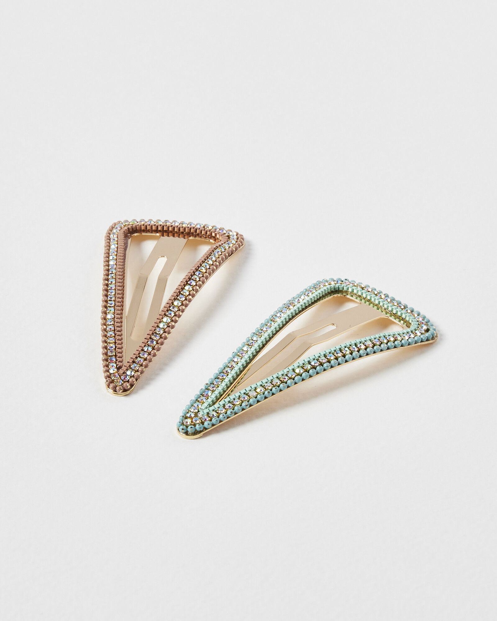 OLIVER BONAS Cecilia Triangular Chain Hair Clips Pack of Two in Multi ...