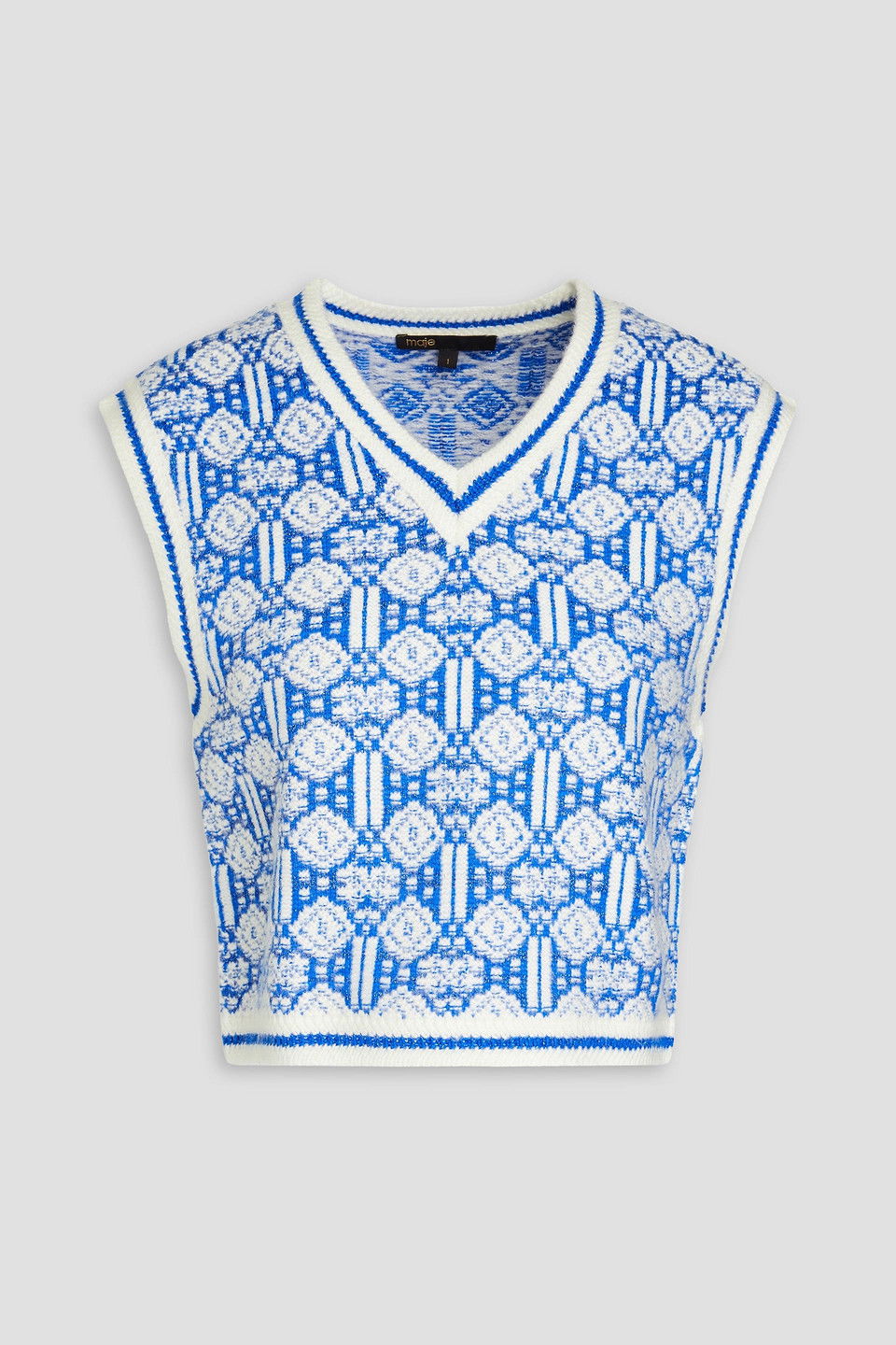 MAJE Jacquard-Knit Vest in White | Endource