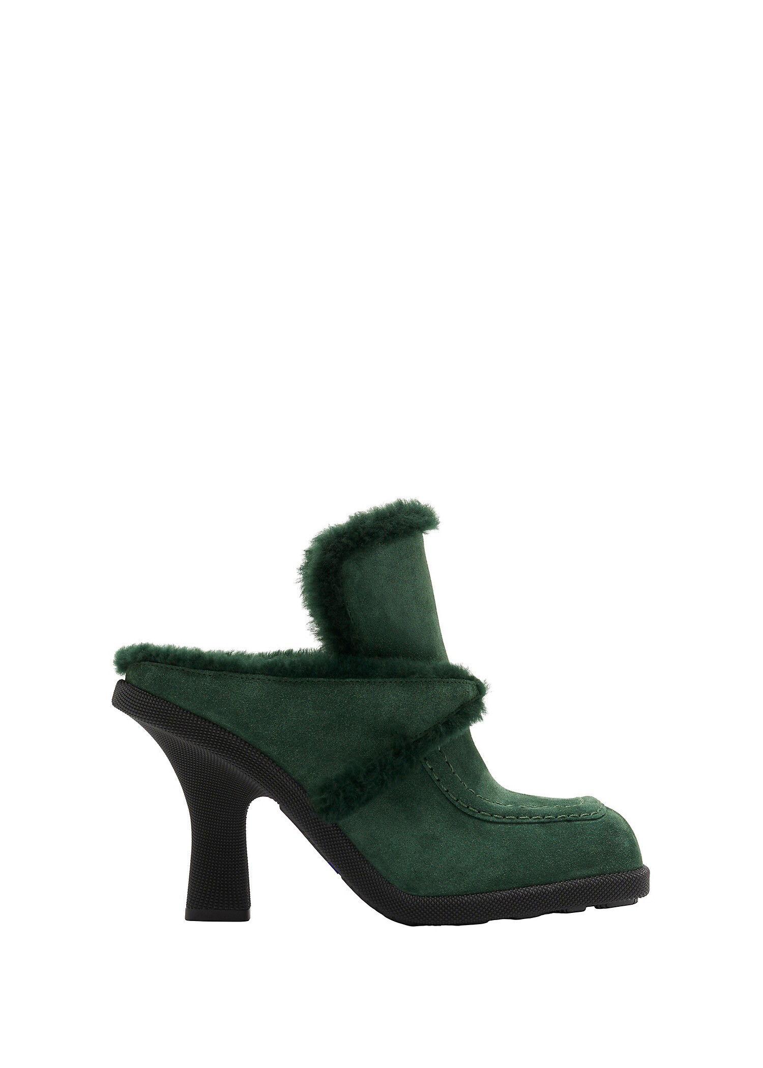 BURBERRY Suede And Shearling Highland Mules | endource