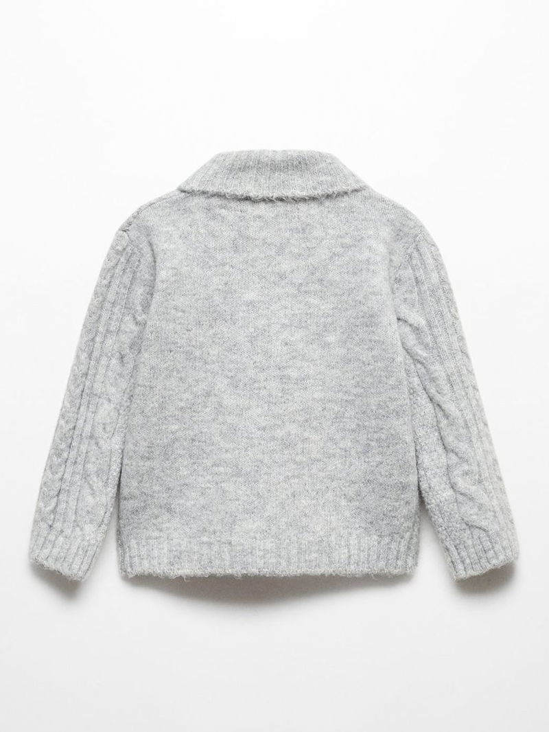 MANGO Patrick Cable Knit Cardigan in Medium Grey | endource