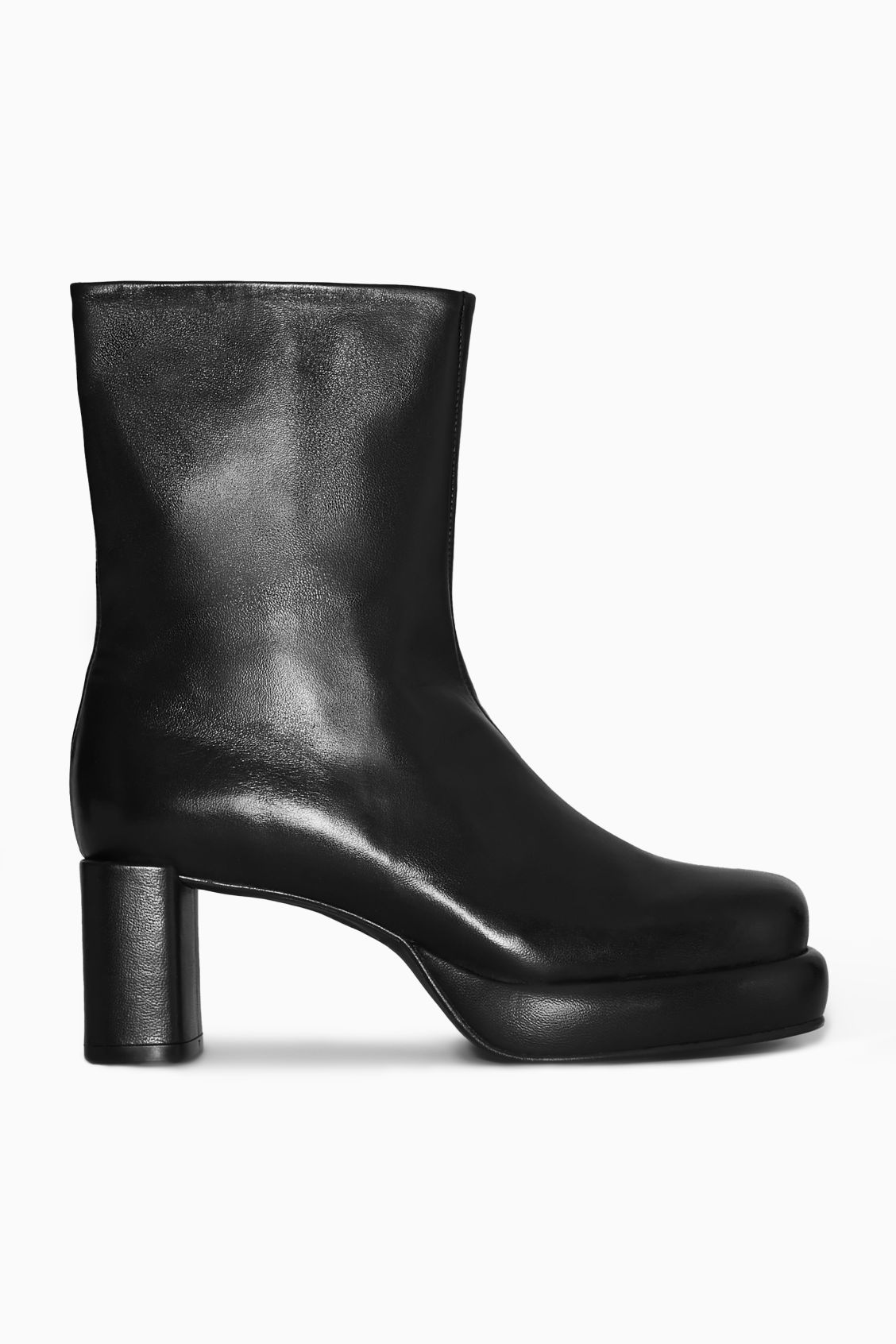 COS Square-Toe Platform Boots in BLACK | endource