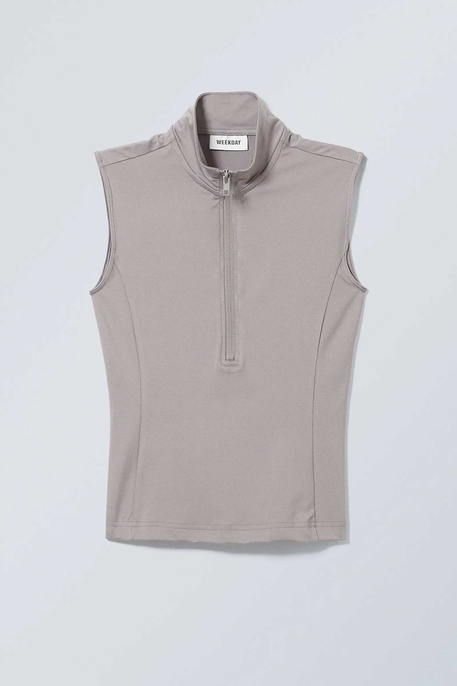 WEEKDAY Bella Half Zip Tank Top in Grey | endource