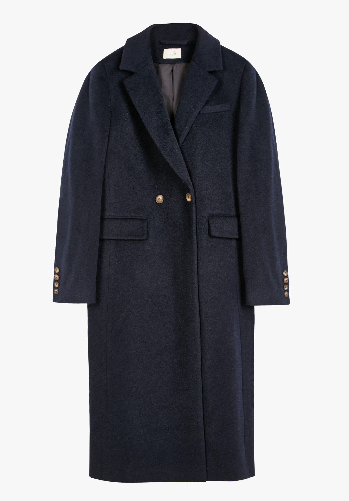 HUSH Poppy Wool Coat in Dark Midnight | endource