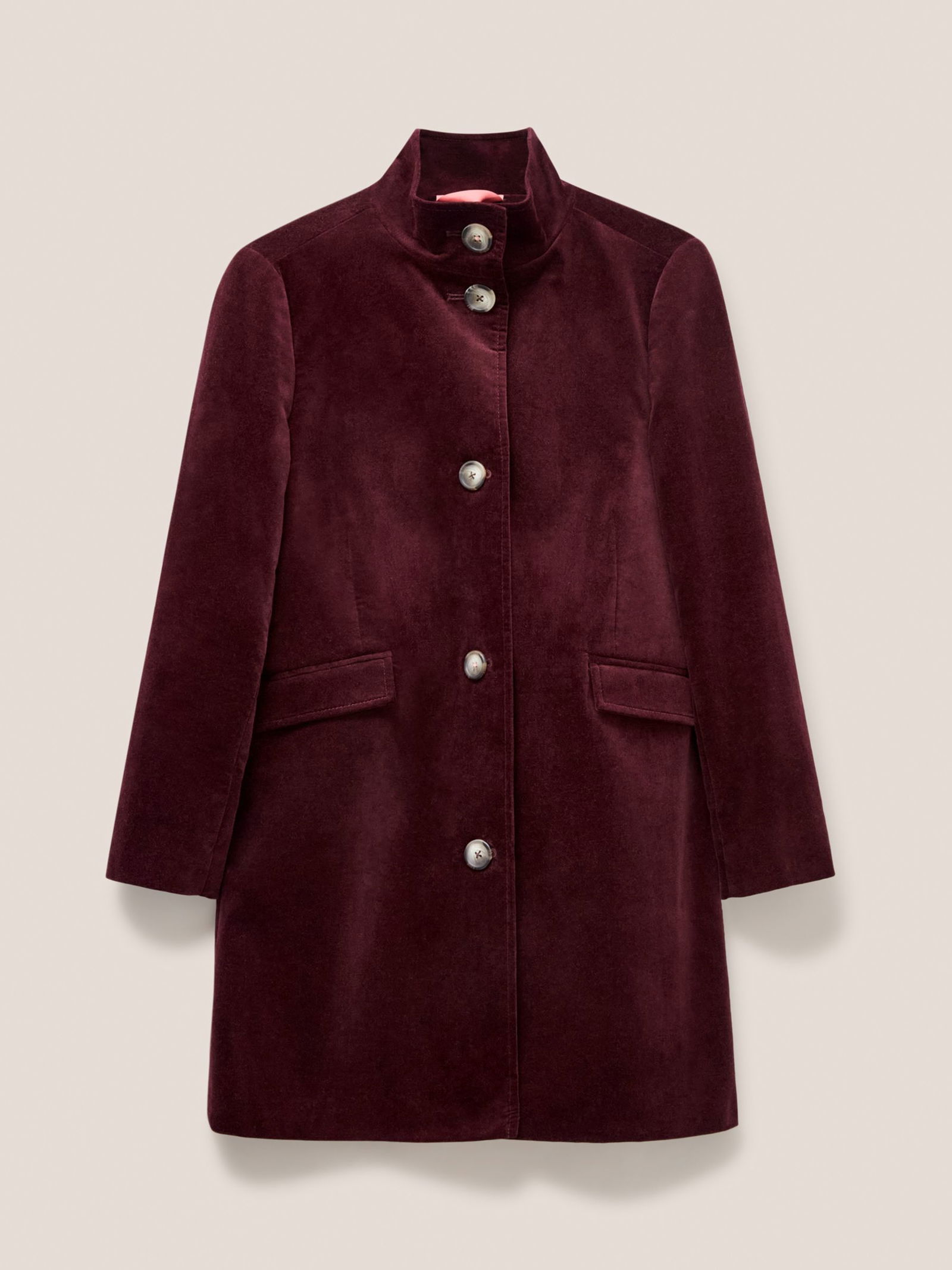 WHITE STUFF Karla Velvet Coat in Plum | endource