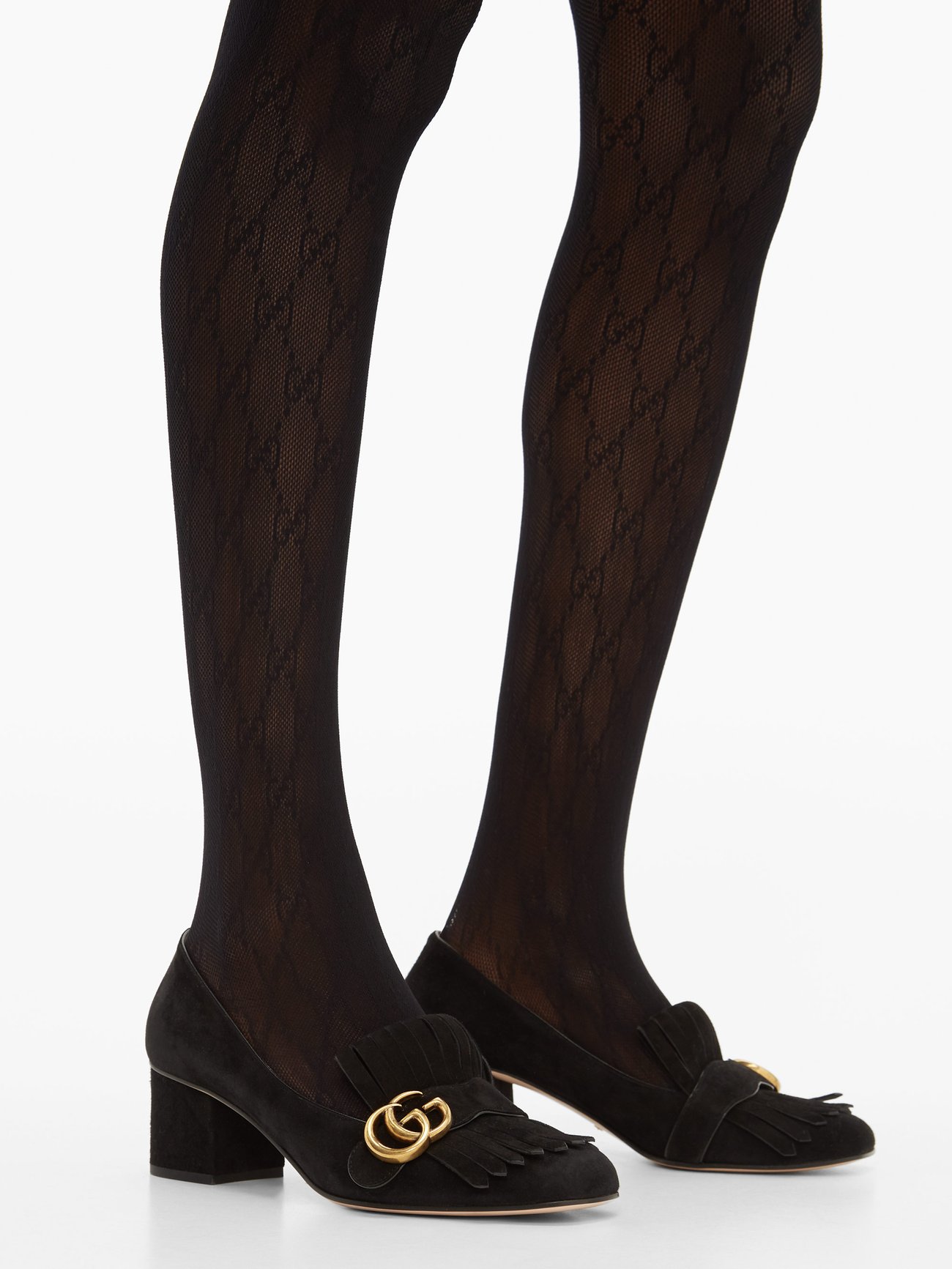 GUCCI GG-Jacquard Fishnet Tights in Black | endource