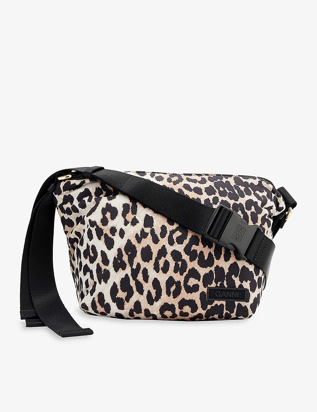 GANNI Leopard-Print Recycled-Polyester Cross-Body Bag in LEOPARD | Endource