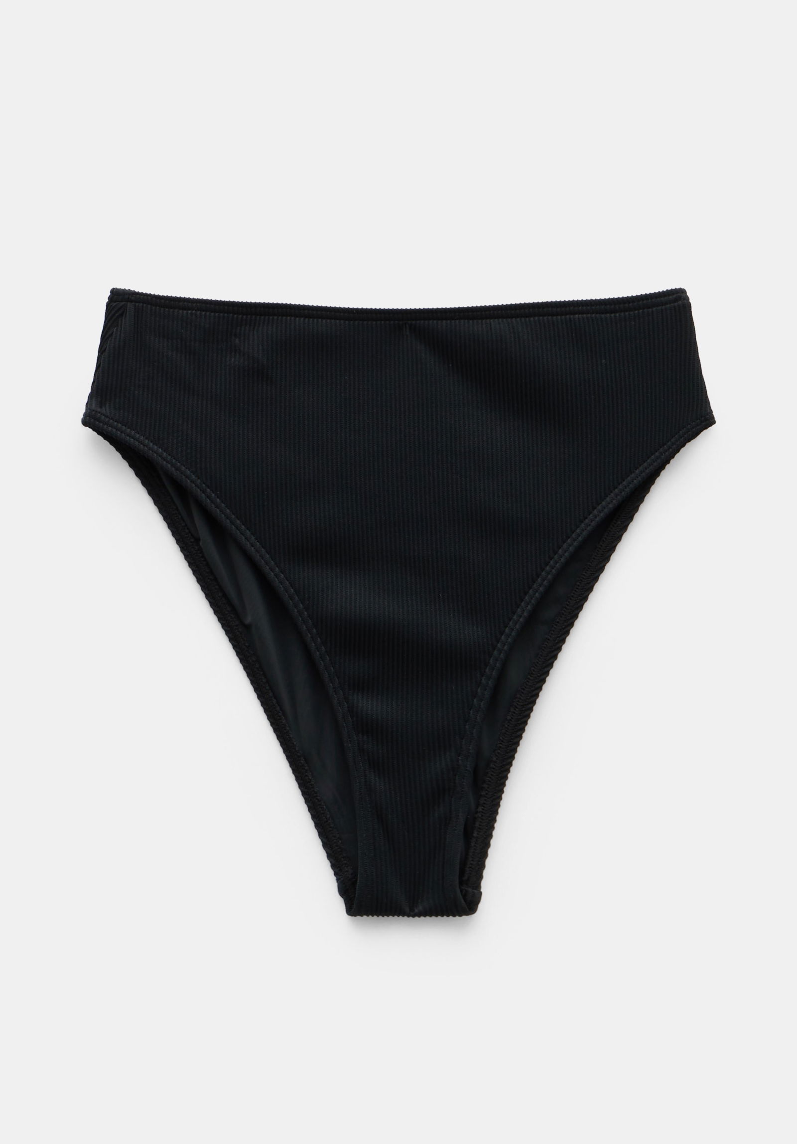 HUSH Harper High Waisted Rib Bikini Bottoms in Black | endource