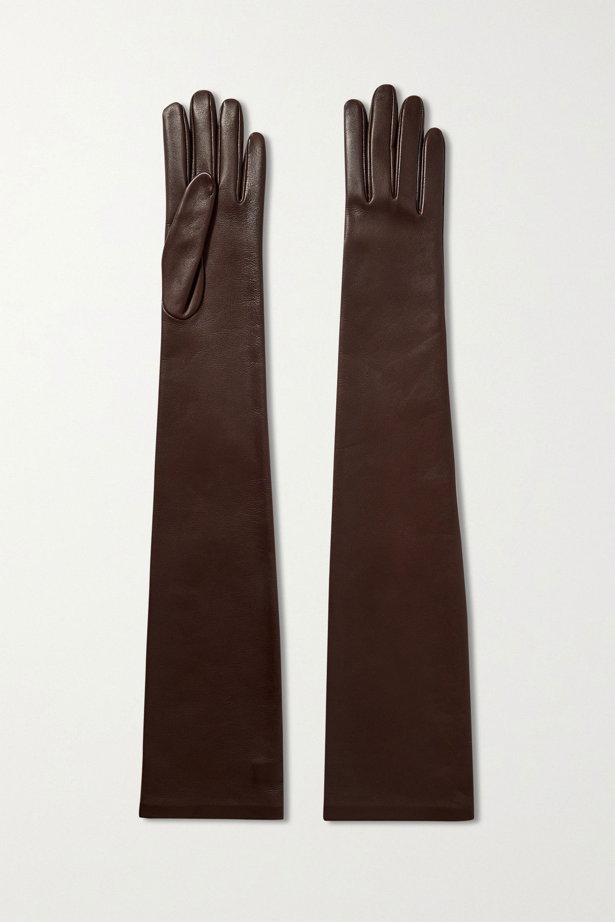 THE ROW Simon Leather Gloves in Brown | endource