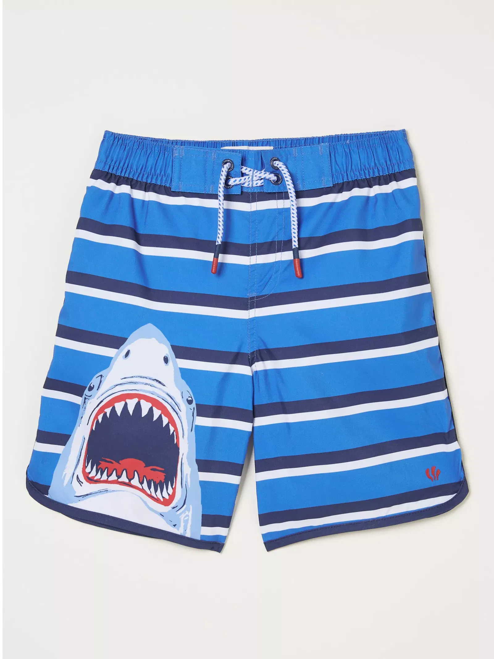 FATFACE Shark Graphic Swimming Trunks in Cobalt Blue | Endource