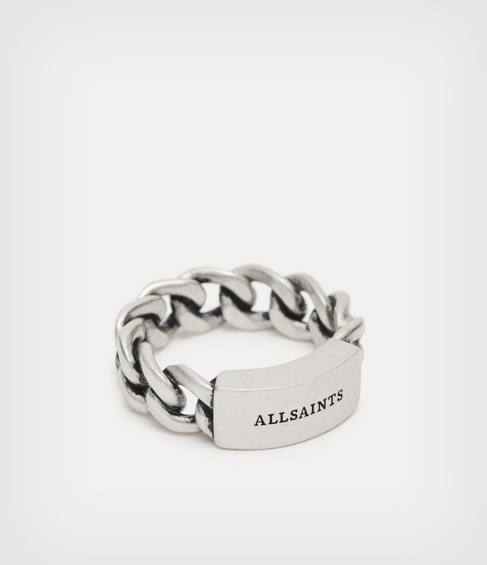 ALLSAINTS Chain ID Ring in Warm Silver | endource