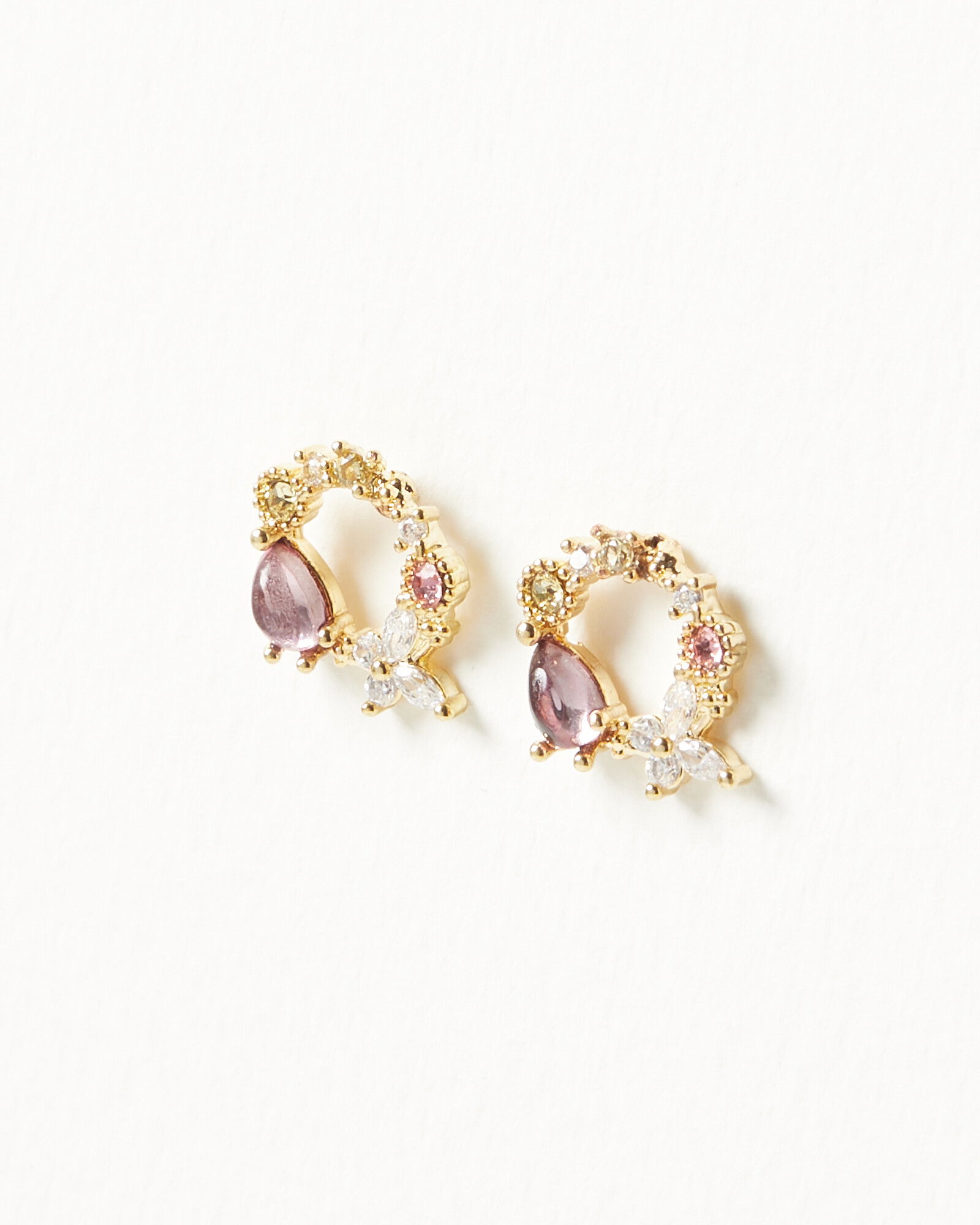 OLIVER BONAS Lyra Flowers & Gem Cluster Ring Stud Earrings | endource