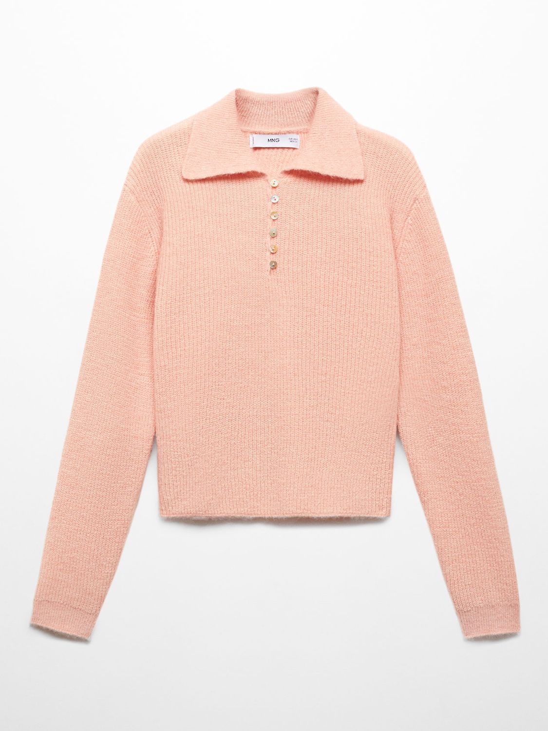 MANGO Palau Polo Neck Jumper in Light Pastel Pink | endource
