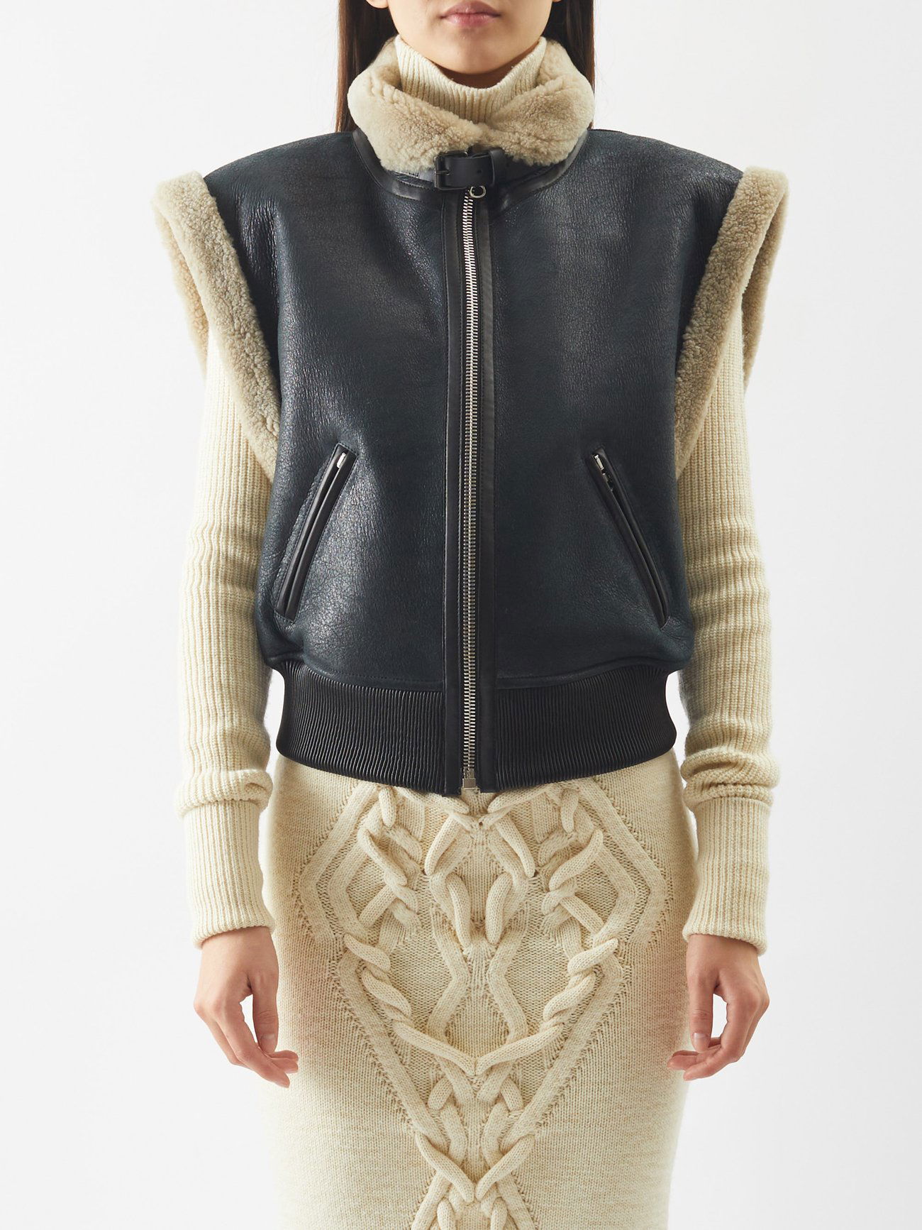 ISABEL MARANT Aviel Shearling Gilet in Black | Endource