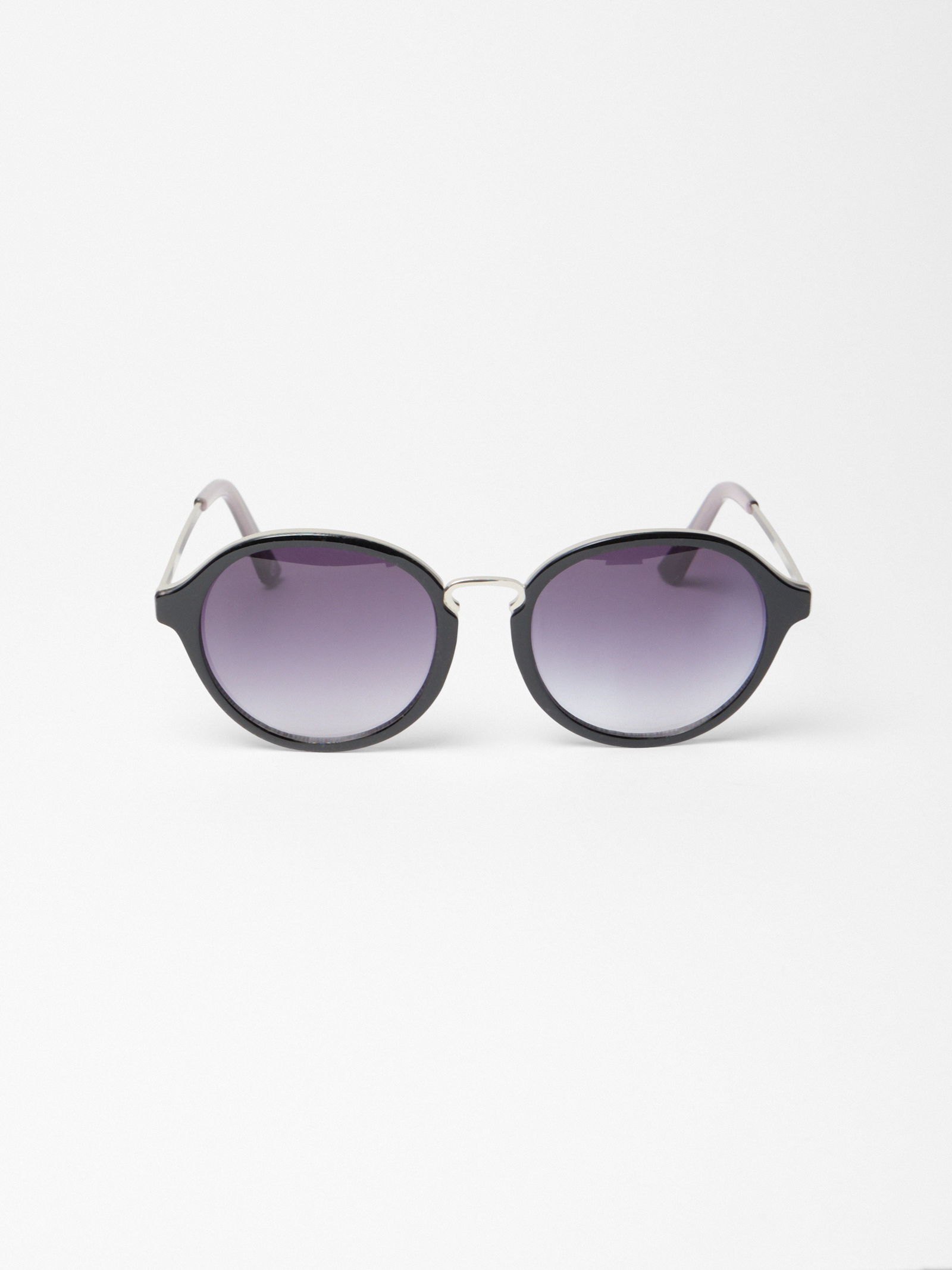 FRENCH CONNECTION Preppy Metal Inlay Round Sunglasses in Black Multi ...