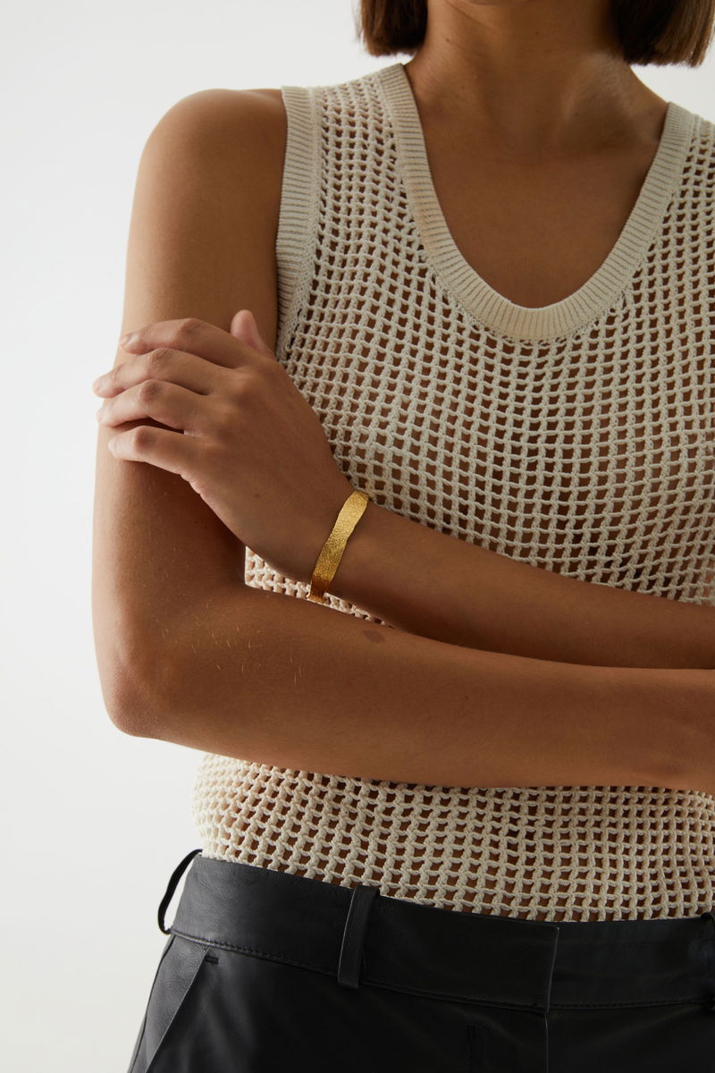 COS Gold-Plated Textured Bangle in Gold | Endource