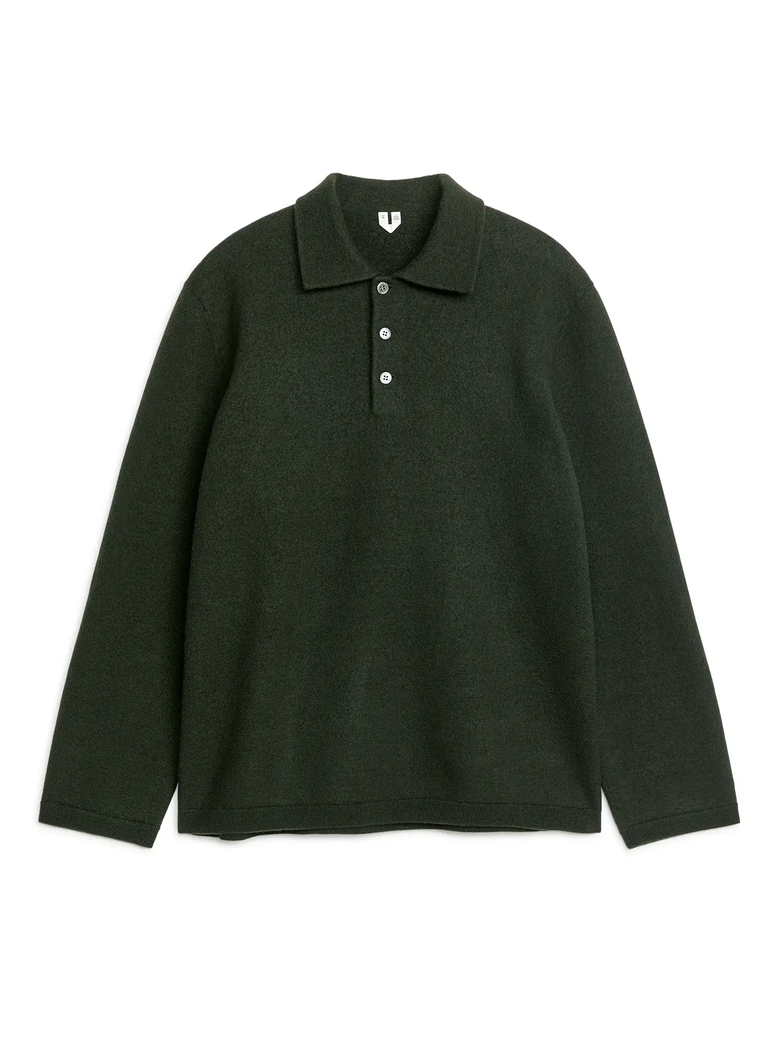 ARKET Boiled Wool Polo Shirt in Dark Green | endource