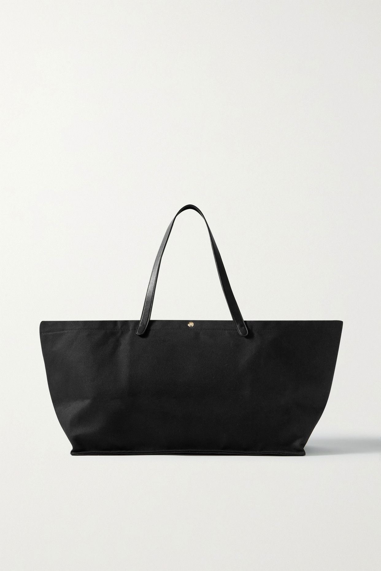 THE ROW Idaho XL Leather-Trimmed Cotton-Twill Tote in Black | endource
