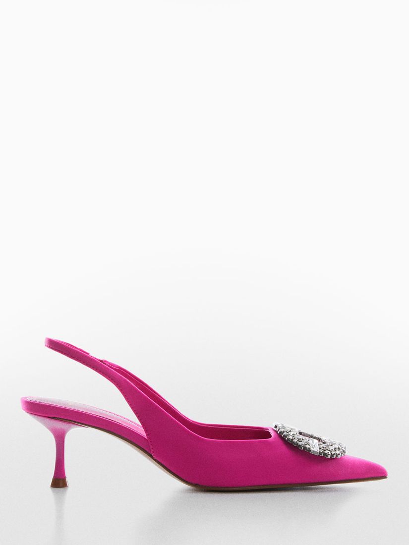 MANGO Slingback Diamante Court Shoes in Bright Pink | endource