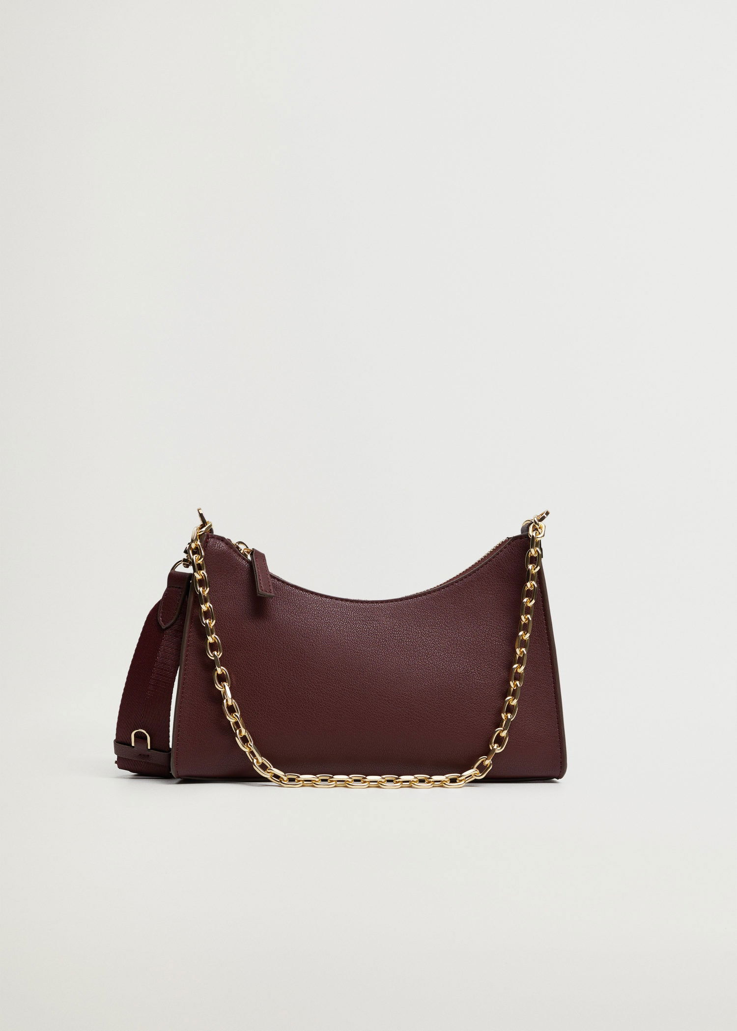 MANGO Chain Crossbody Bag in Burgundy | endource
