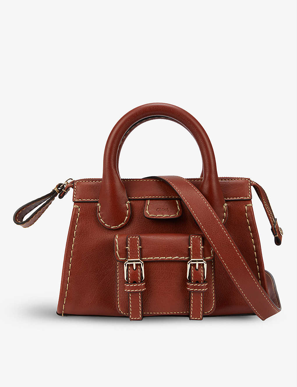 CHLOÉ Edith Medium Canvas And Leather Top-Handle Bag in SEPIABROWN ...