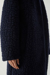 COS Wool Teddy Fleece Coat in navy | endource