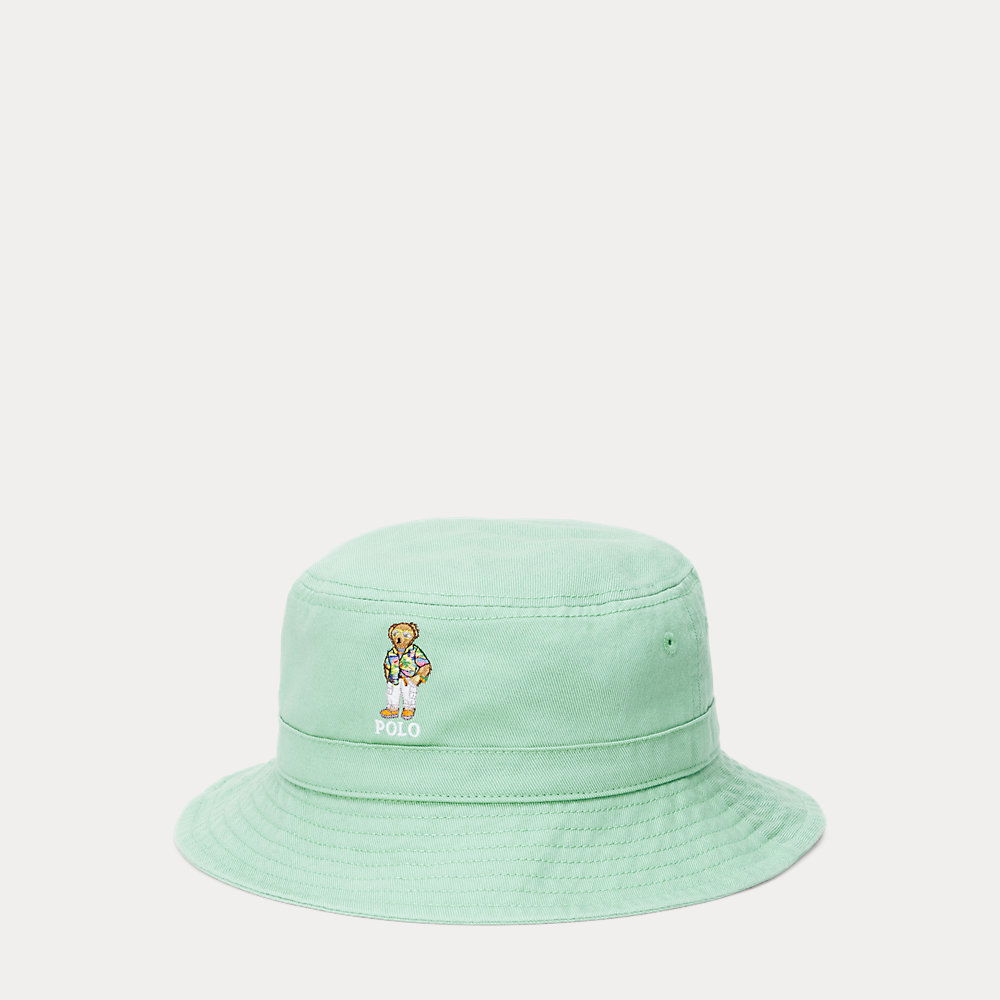 RALPH LAUREN Polo Bear Cotton Twill Bucket Hat in Green | endource